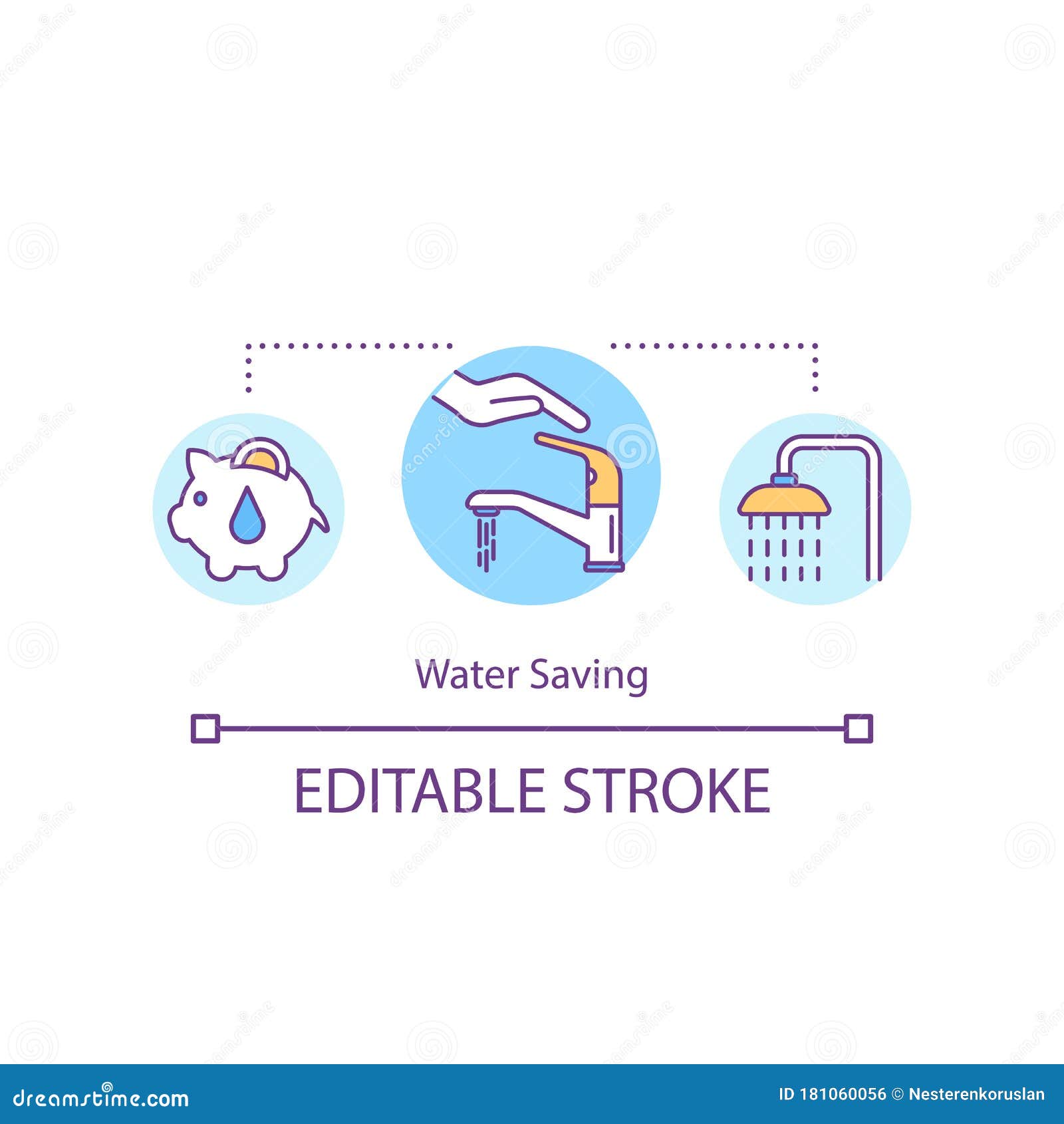 Water saving concept icon stock vector. Illustration of notion - 181060056
