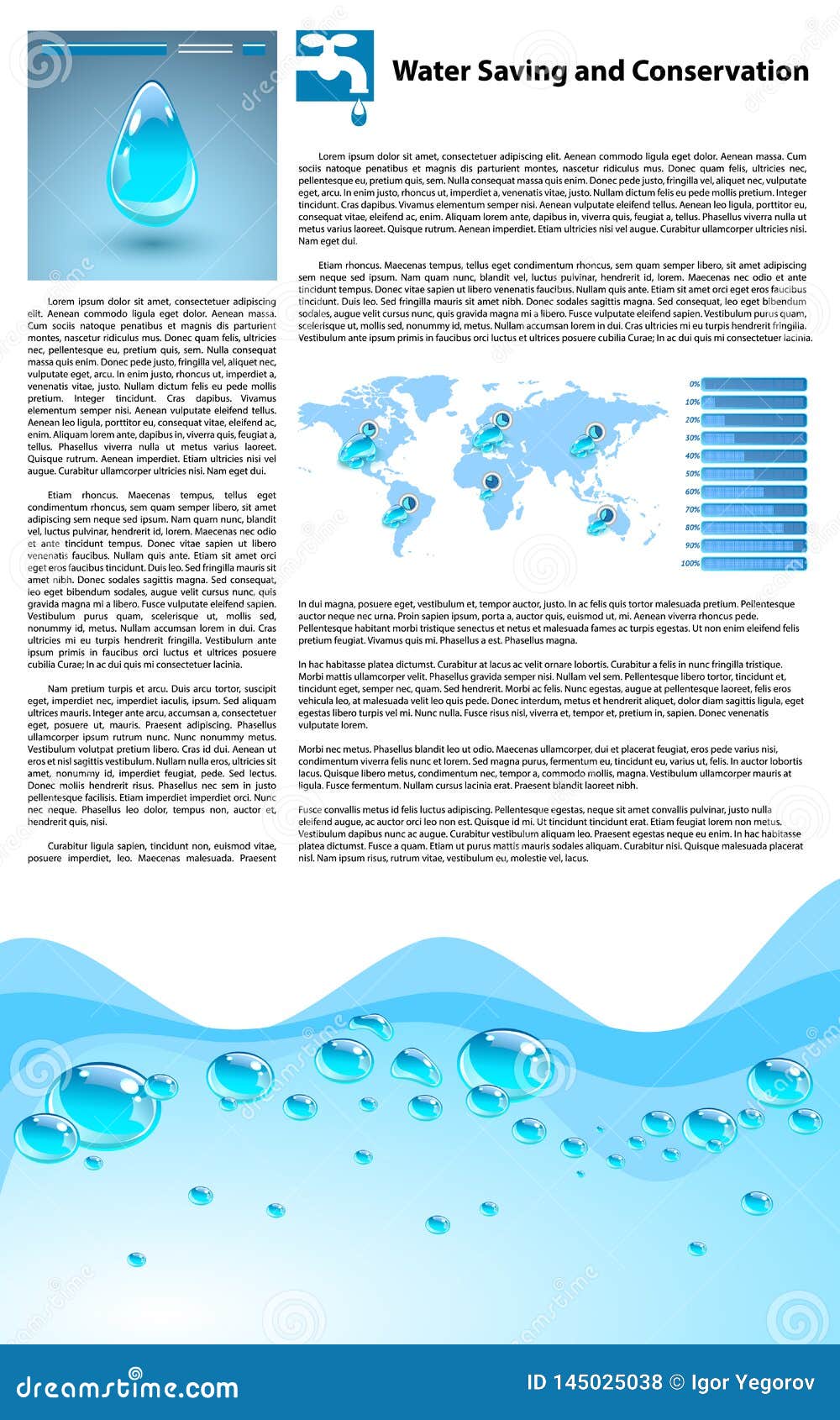 Water Saving and Conservation Template Stock Vector - Illustration of ...
