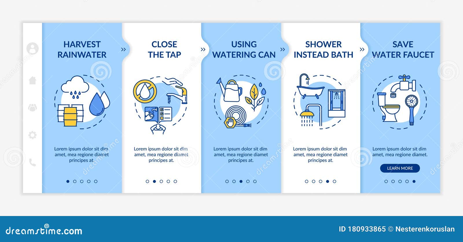 Water Saving Tips Onboarding Vector Template Stock Vector ...