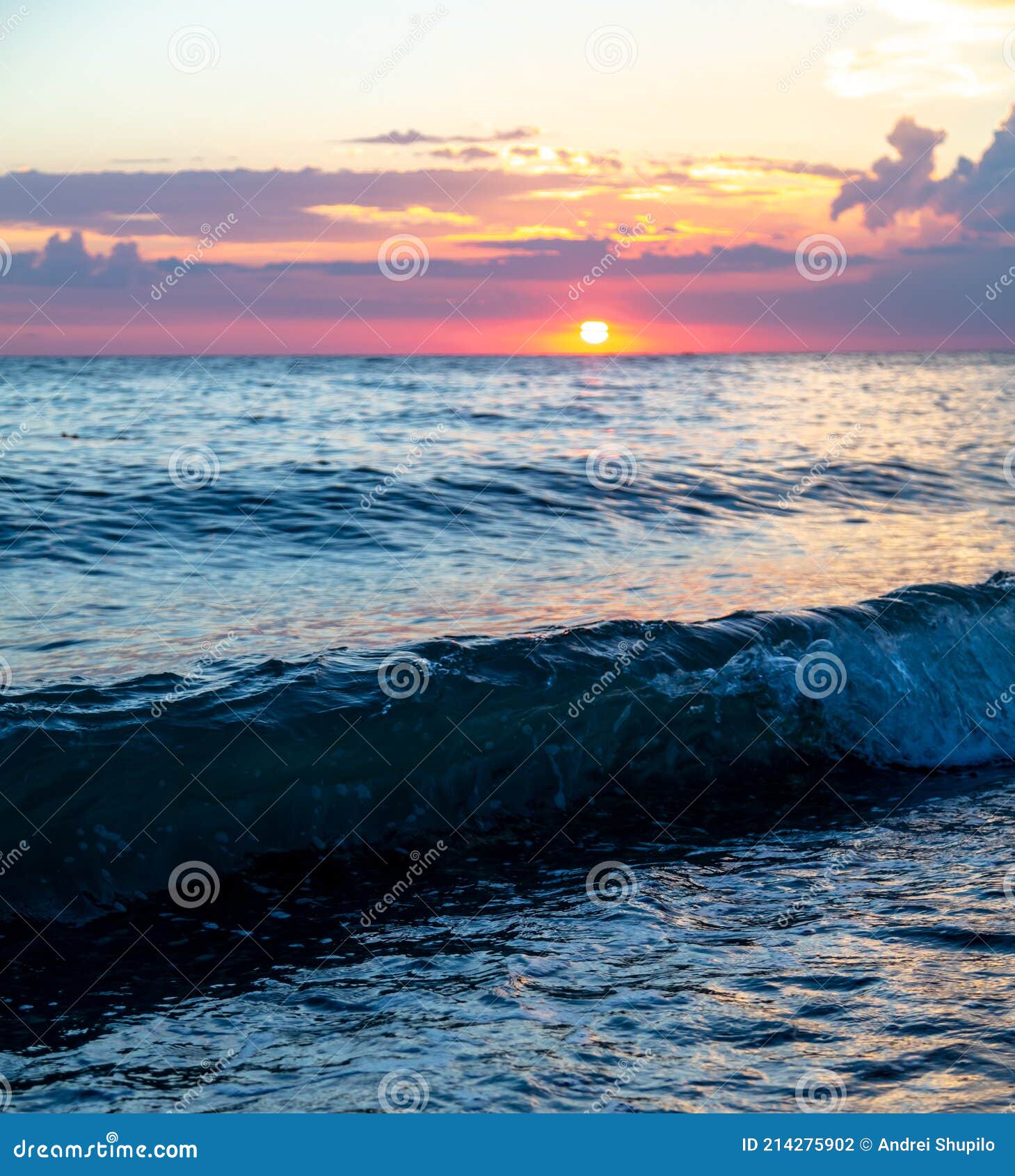 Water by the sea at sunset stock photo. Image of coast - 214275902