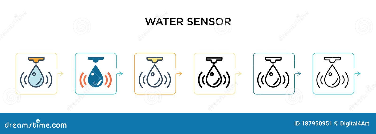 Water Sensor Vector Icon in 6 Different Modern Styles. Black, Two ...