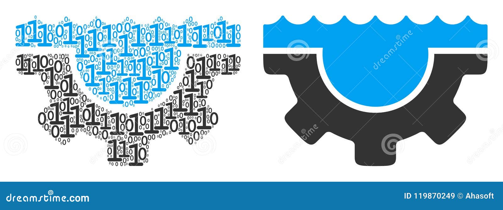 Water Service Gear Collage of Binary Digits Stock Vector - Illustration ...