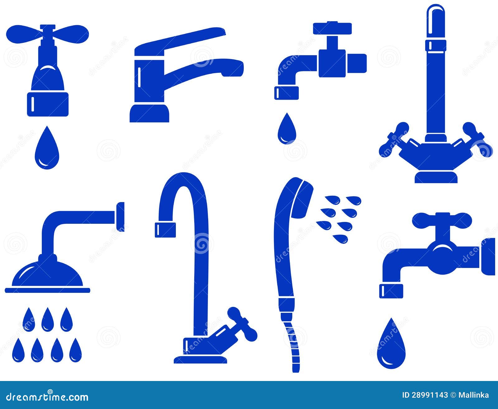 Water Set with Isolated Faucet Icon Stock Vector - Illustration of ...