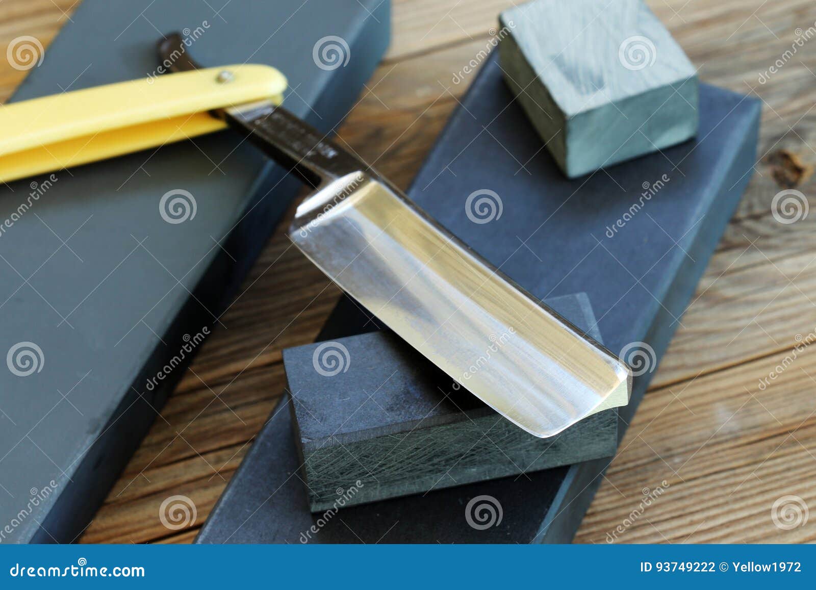 Water Sharpening Stones and Cutthroat Razor Stock Photo - Image of ...