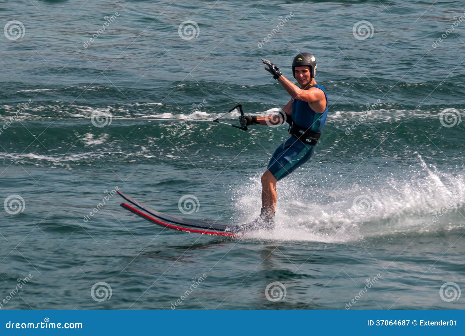 Water skier waves hello editorial photography. Image of greetings ...