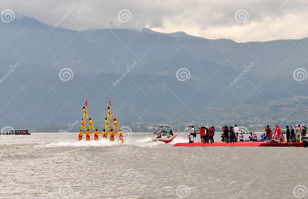 Water Skiing pyramid show editorial photography. Image of sport - 26397912