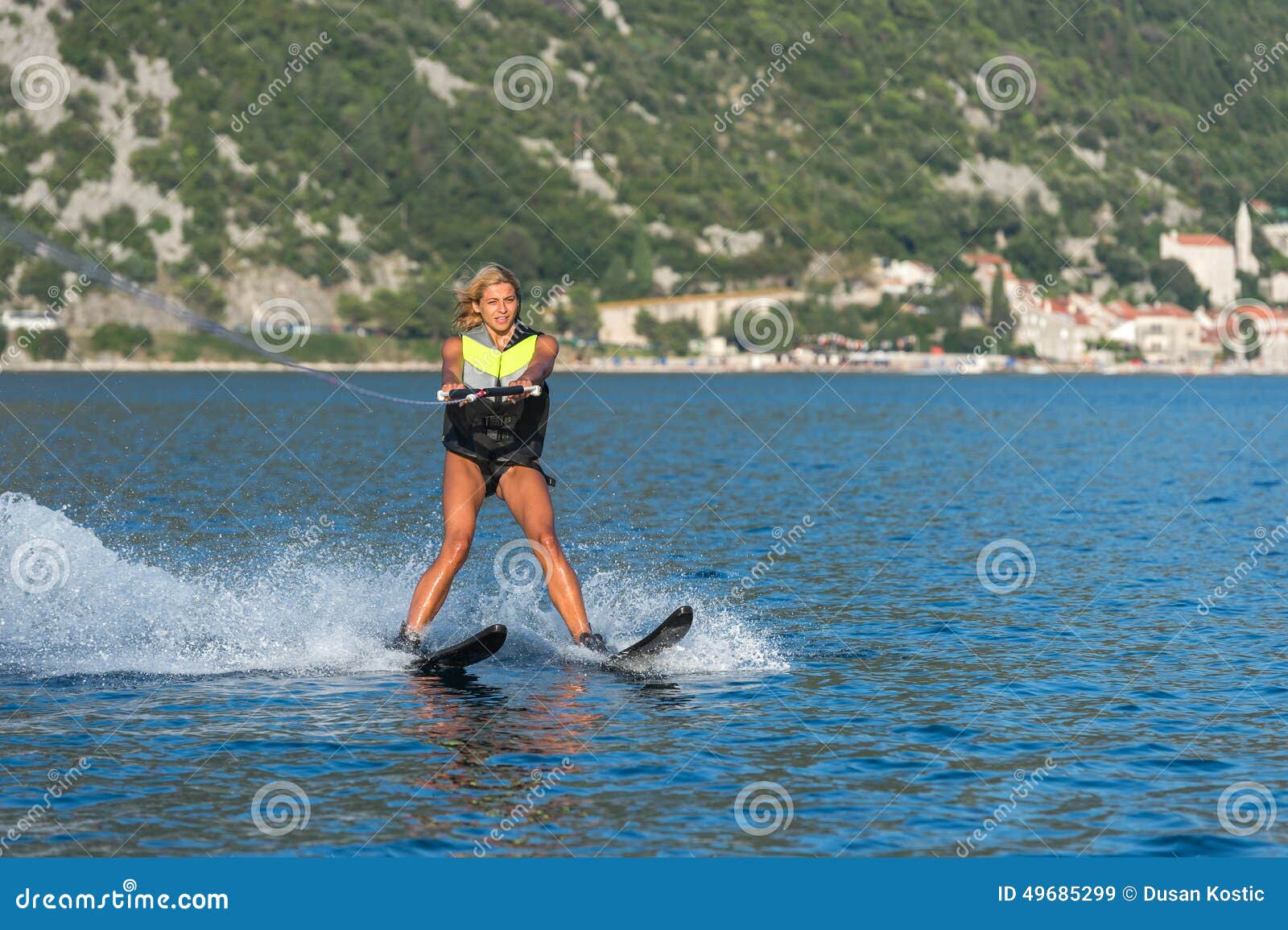 Water skiing on a sea stock image. Image of sports, beginner - 49685299