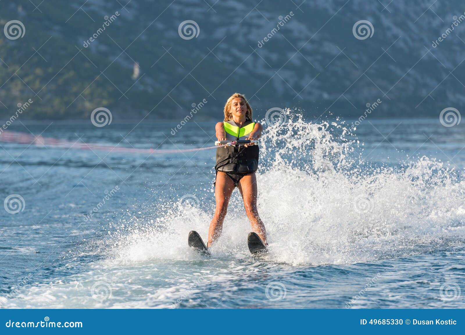 Water skiing on a sea stock photo. Image of warm, blue - 49685330