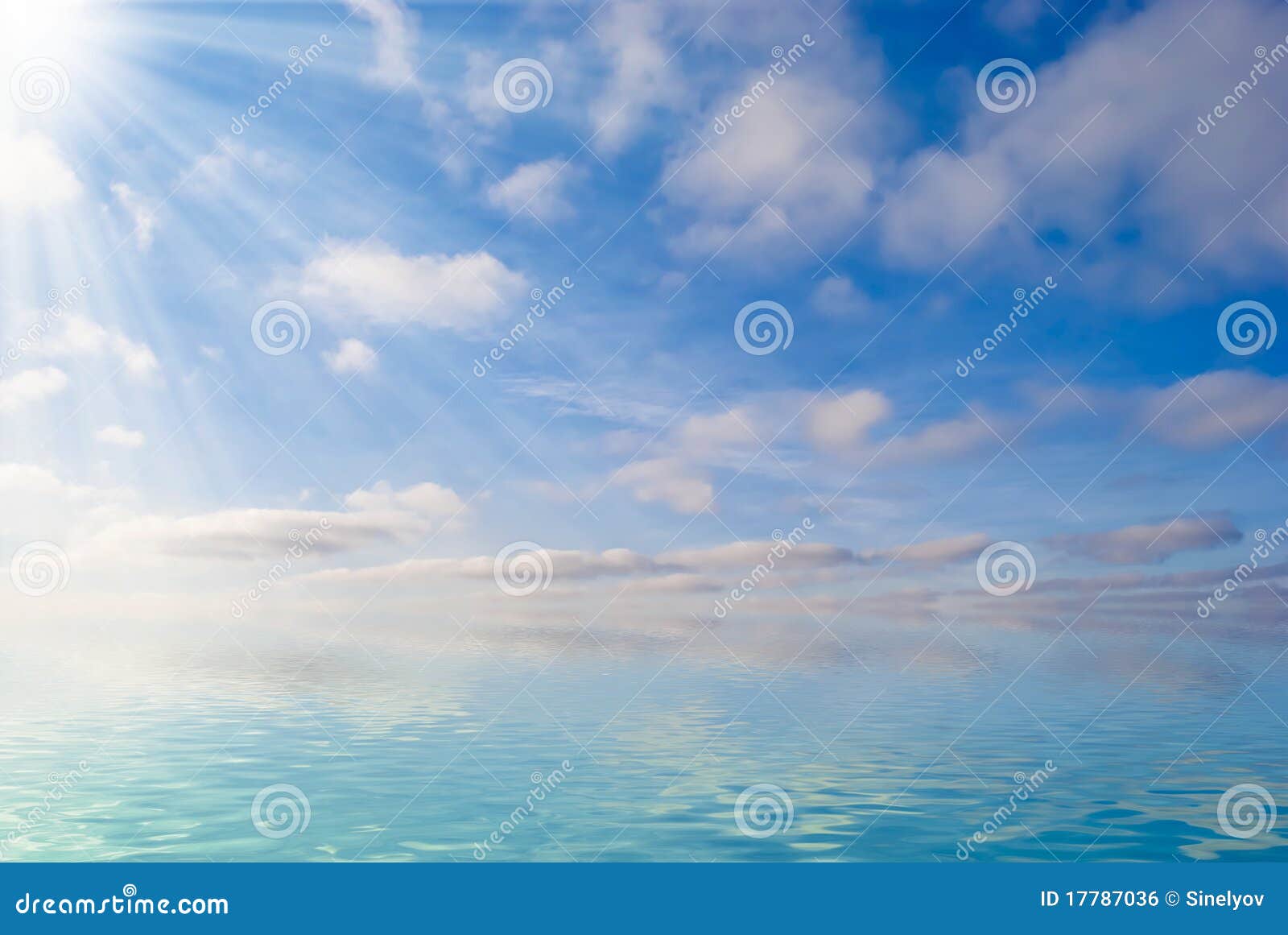 Water, Sky and Fluffy Clouds Stock Photo - Image of reflection, cumulus ...