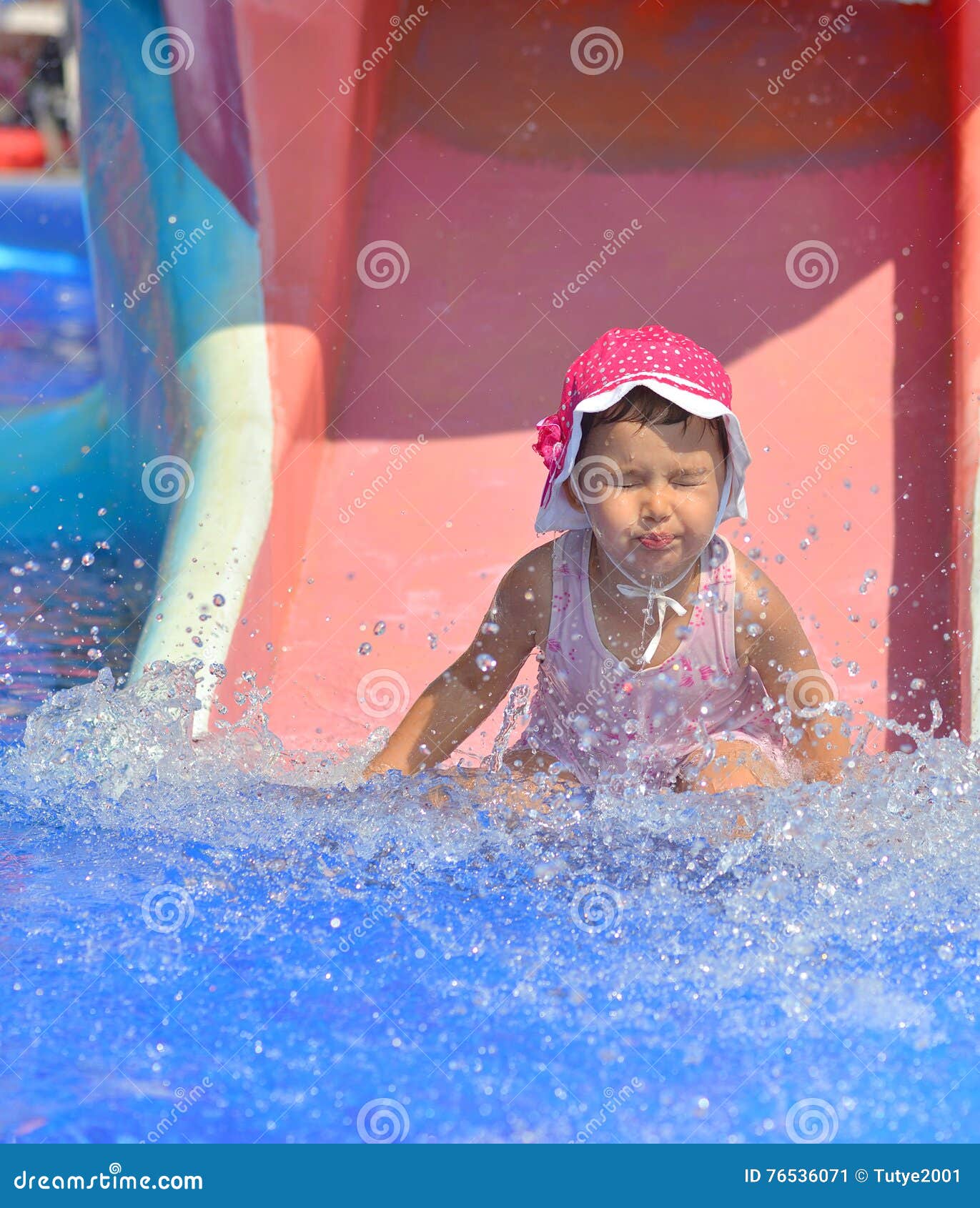 Water Slide Fun on Outdoor Pool in Summer Stock Image - Image of ...