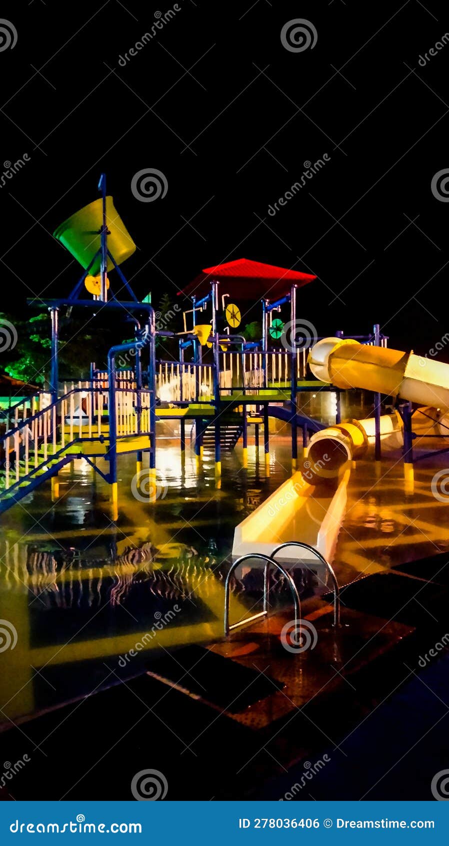 Water slide in the night stock photo. Image of water - 278036406