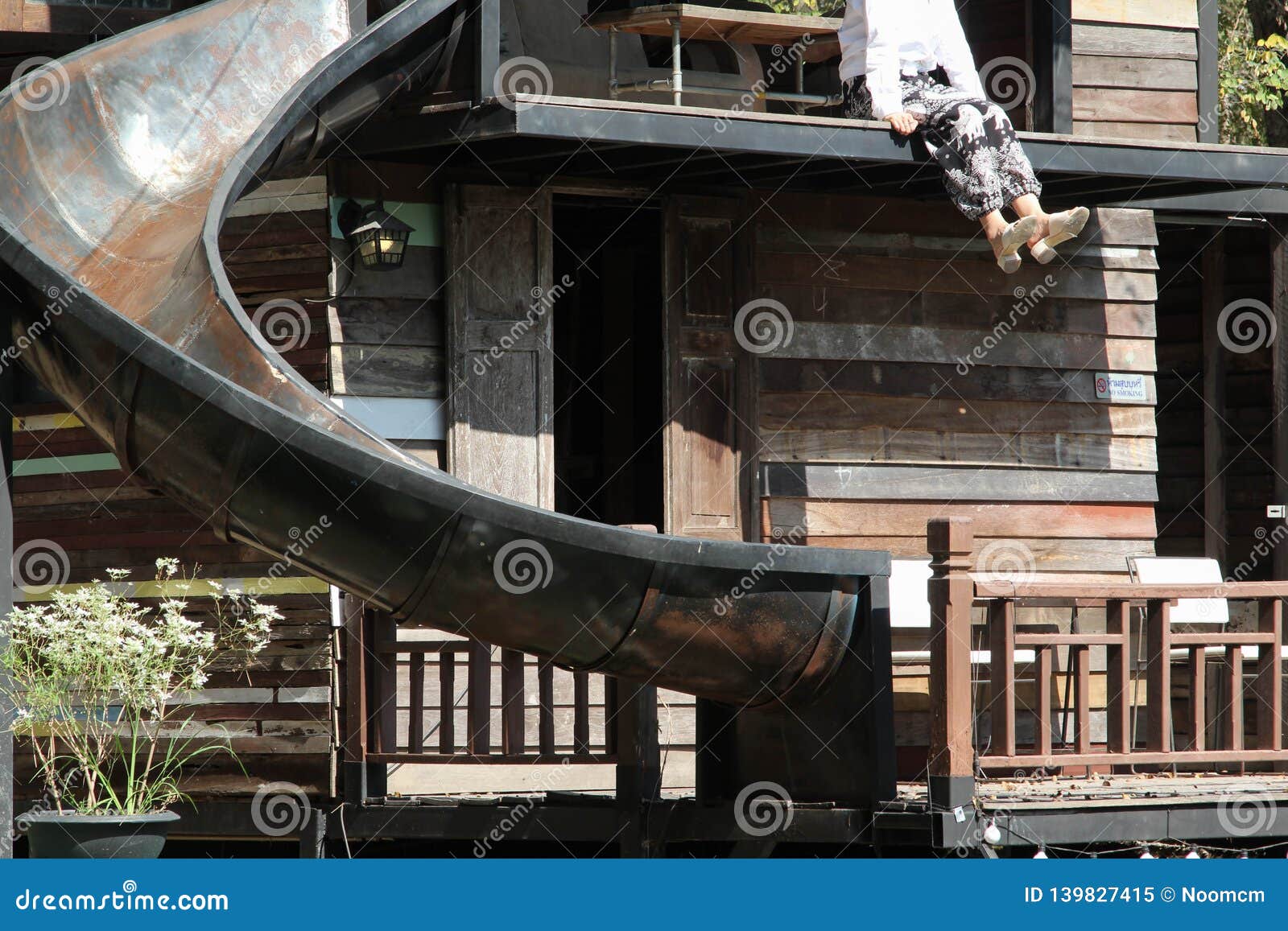 Water slide in the park stock image. Image of vacation - 139827415