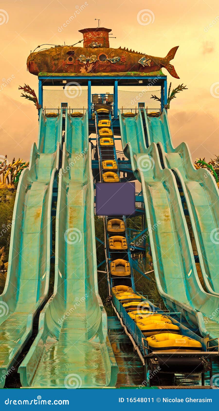 Water slide ride stock image. Image of amusement, early - 16548011