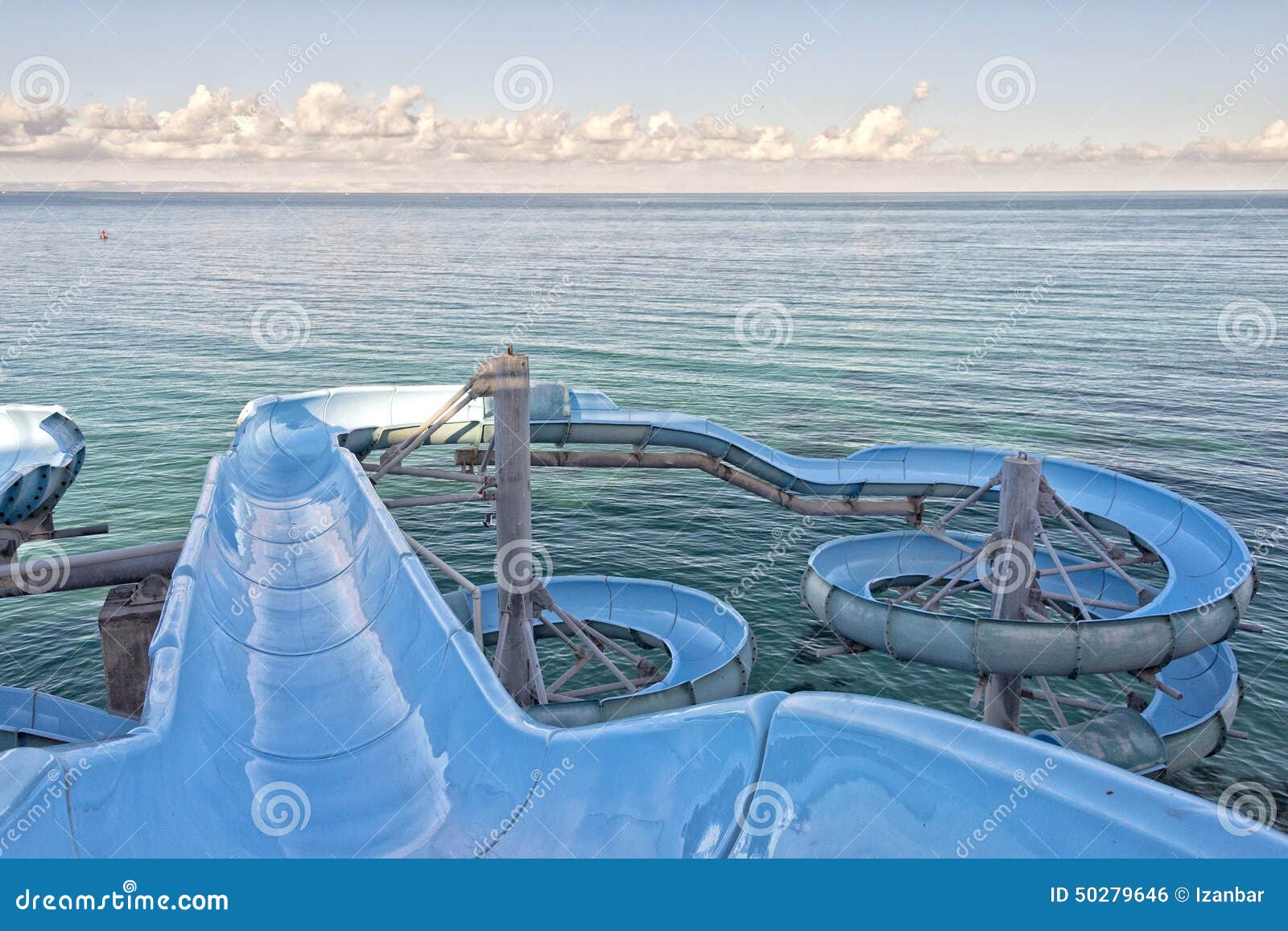 Water slide by the sea stock photo. Image of play, lifestyle - 50279646