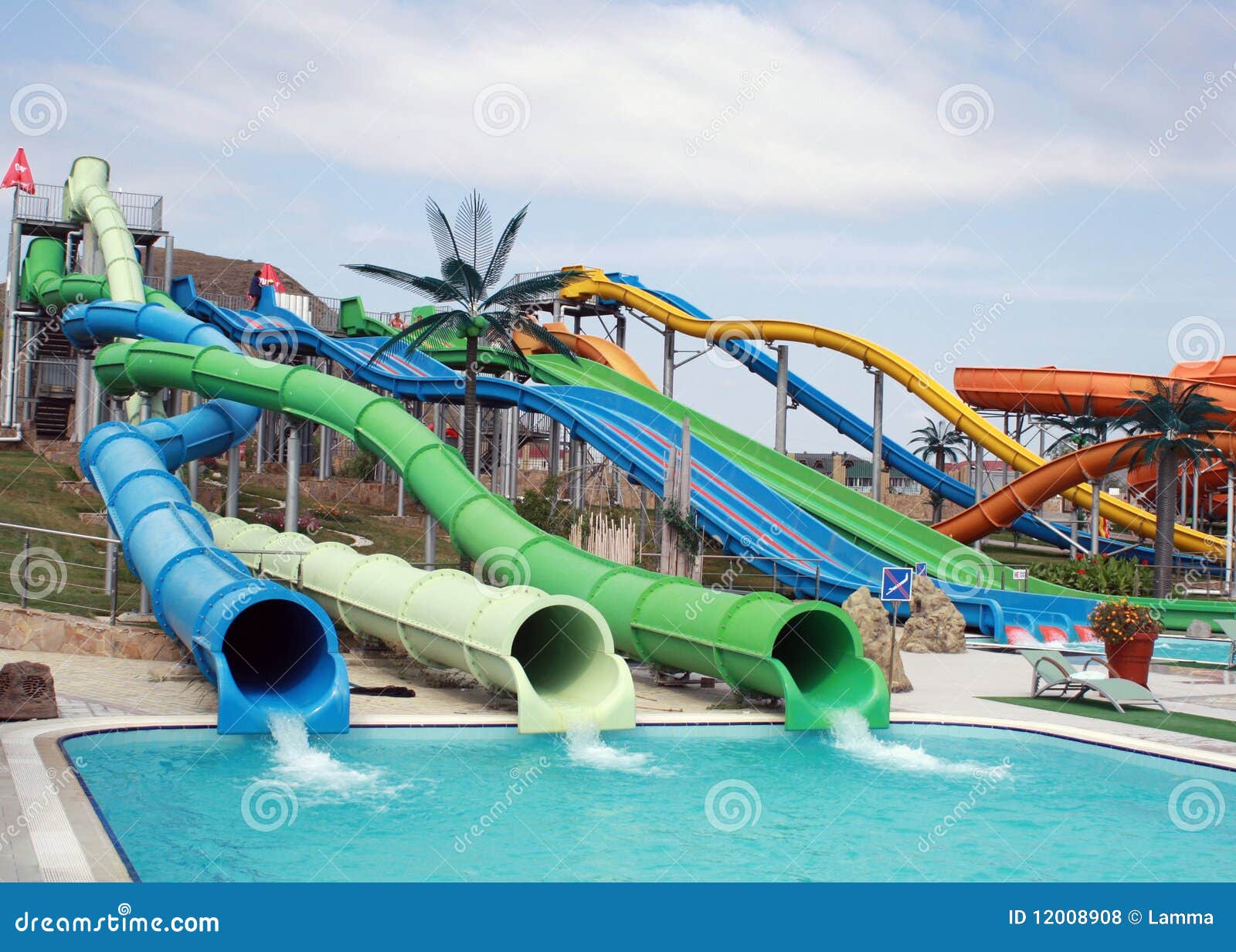 Water slide in water park stock photo. Image of outdoor - 12008908