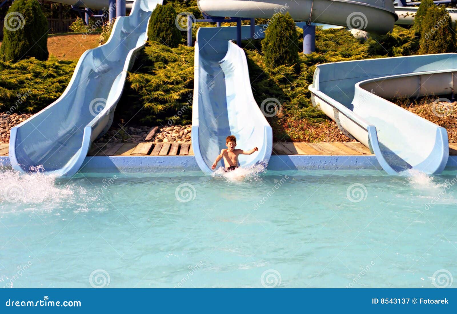 Water slides stock image. Image of summer, blue, park - 8543137