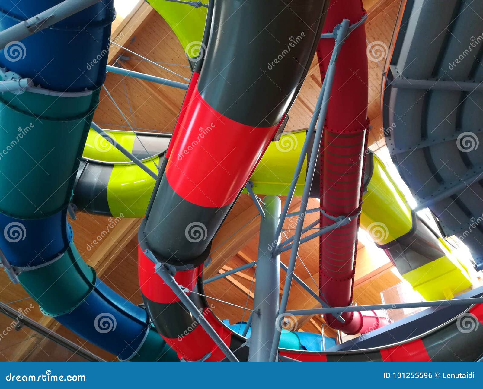 Water Slides Indoor Colorful Stock Photo - Image of thermal, building ...