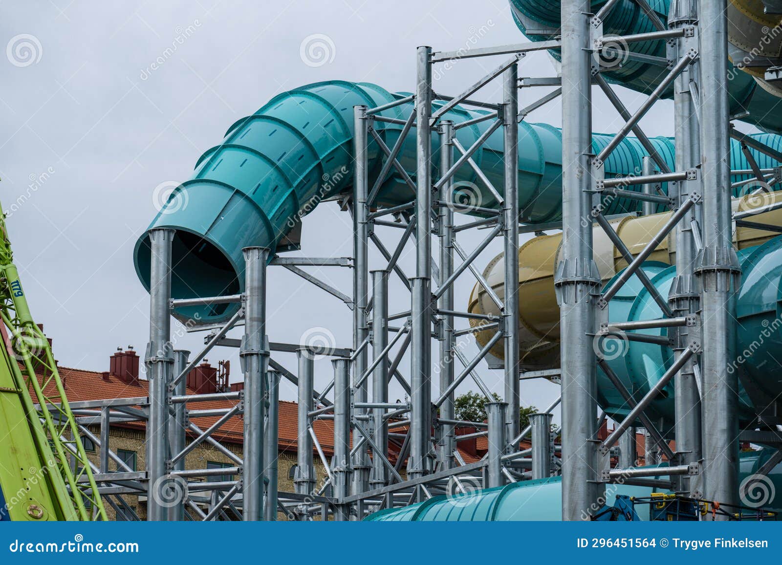 Water Slides of a Water Park Under Construction.. Stock Photo - Image ...