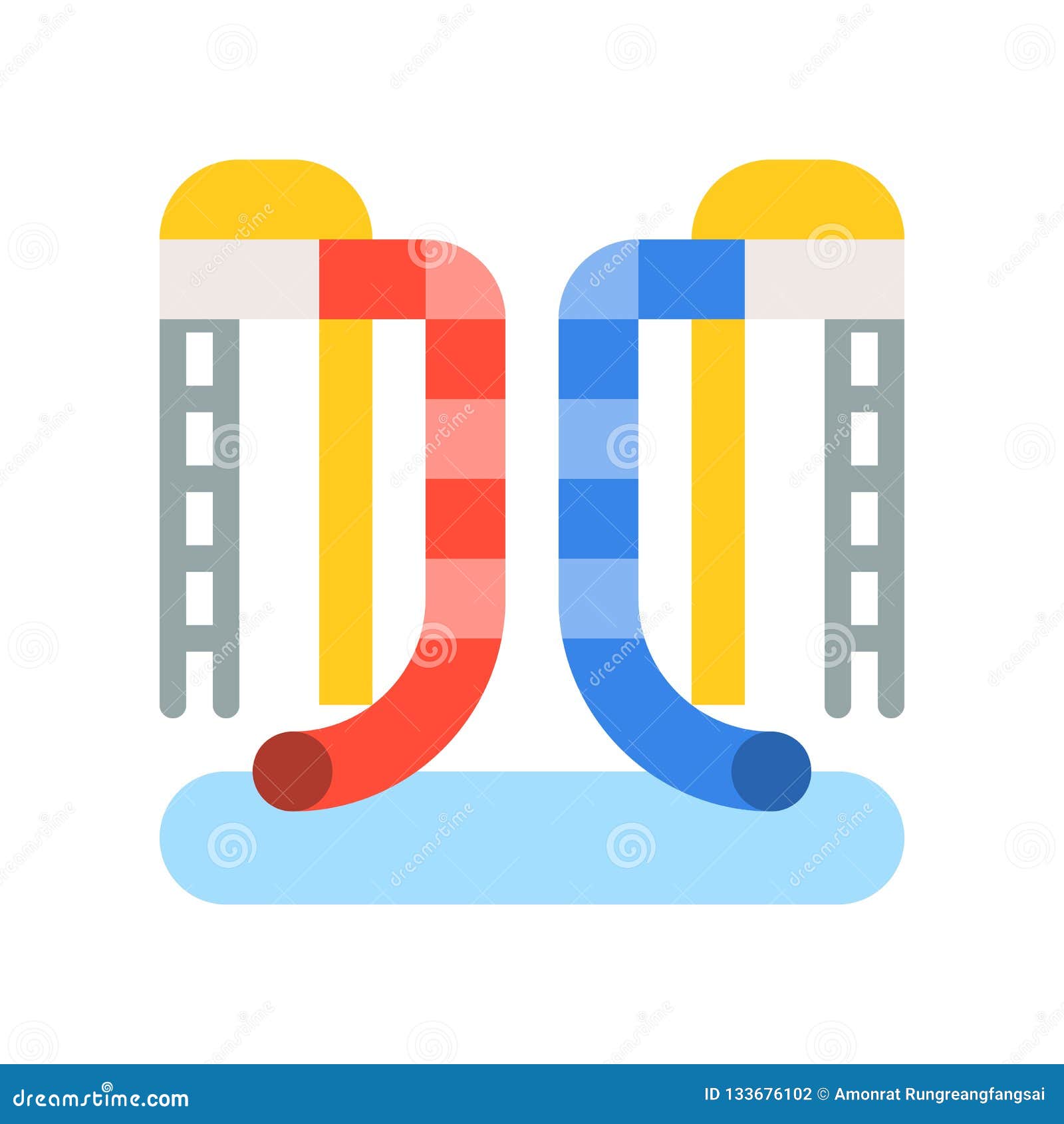 Water Slides Vector Icon, Amusement Park Related Flat Style Stock ...