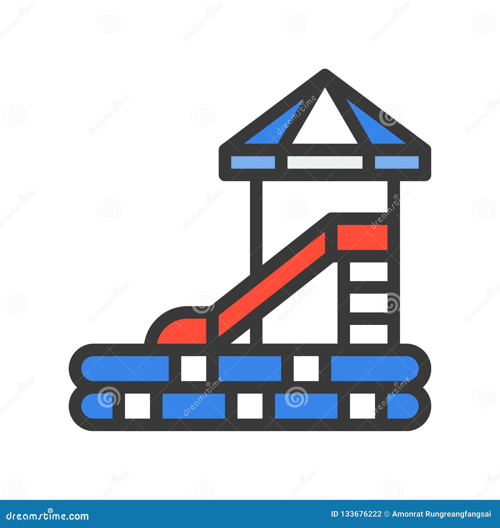 Water Slides Vector Icon, Filled Outline Style Editable Stroke Stock ...