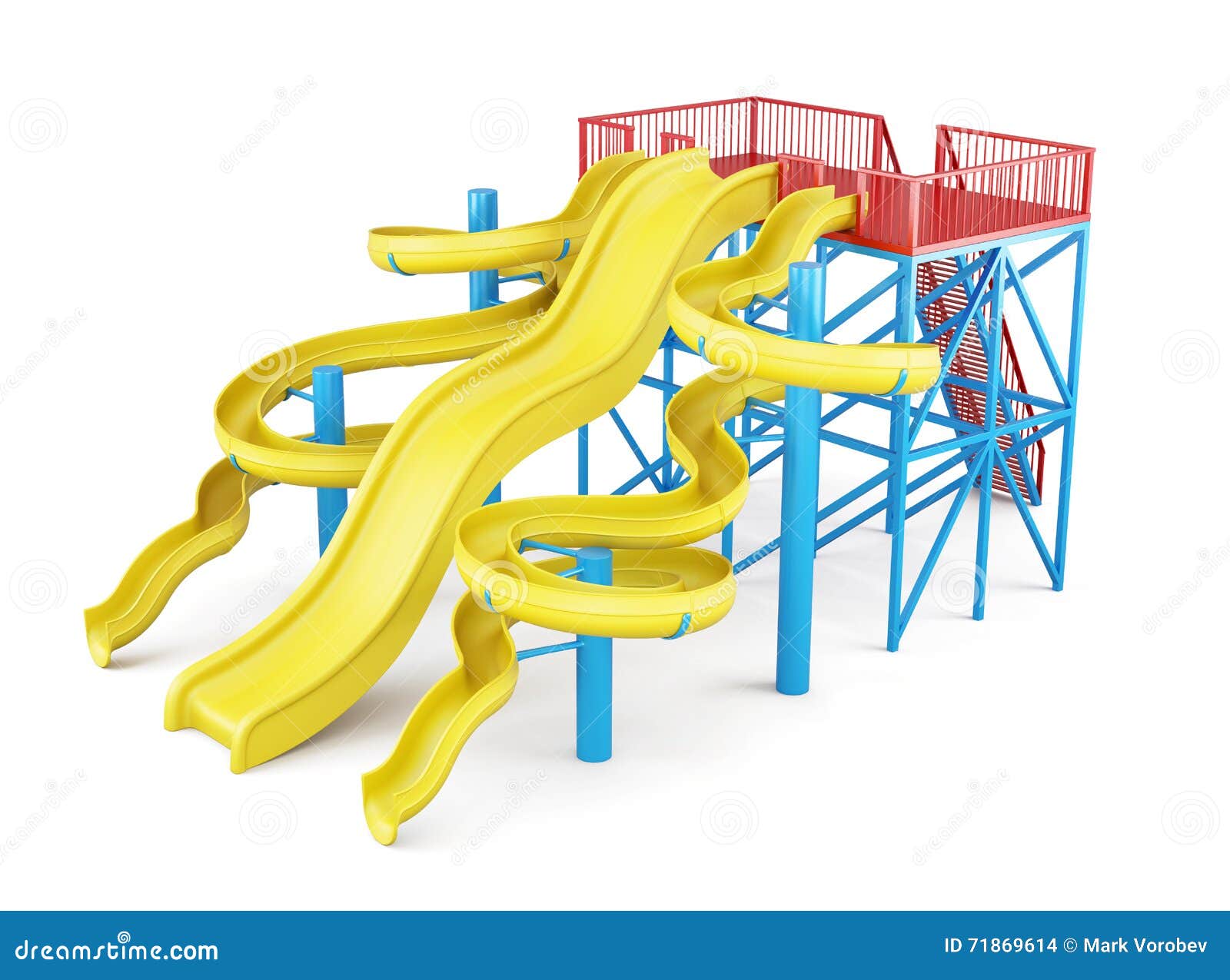 Water Slides on a White Background. Side View Stock Illustration ...