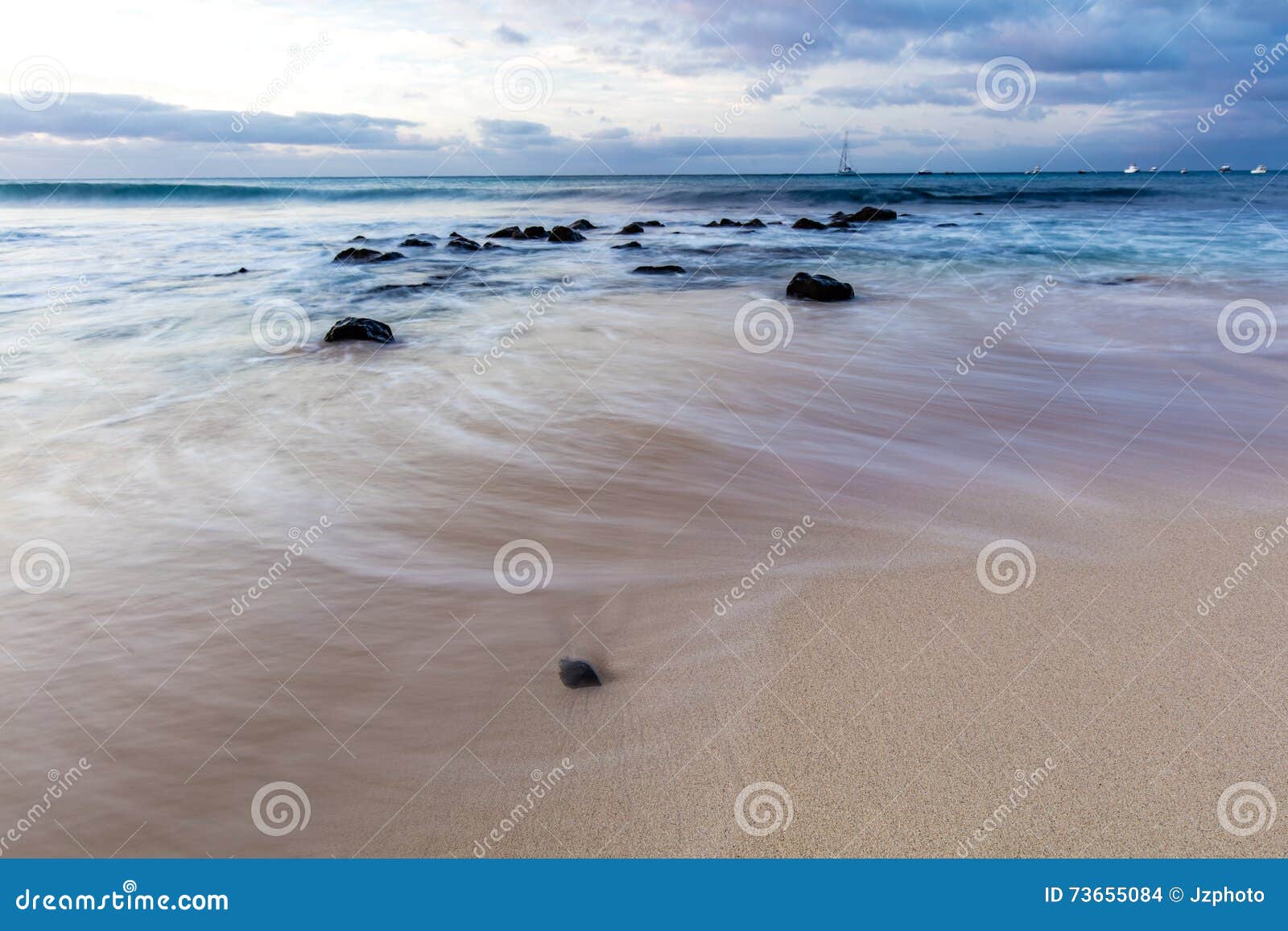 Water in Slow Motion on a Sandy Beach Stock Photo - Image of balance ...