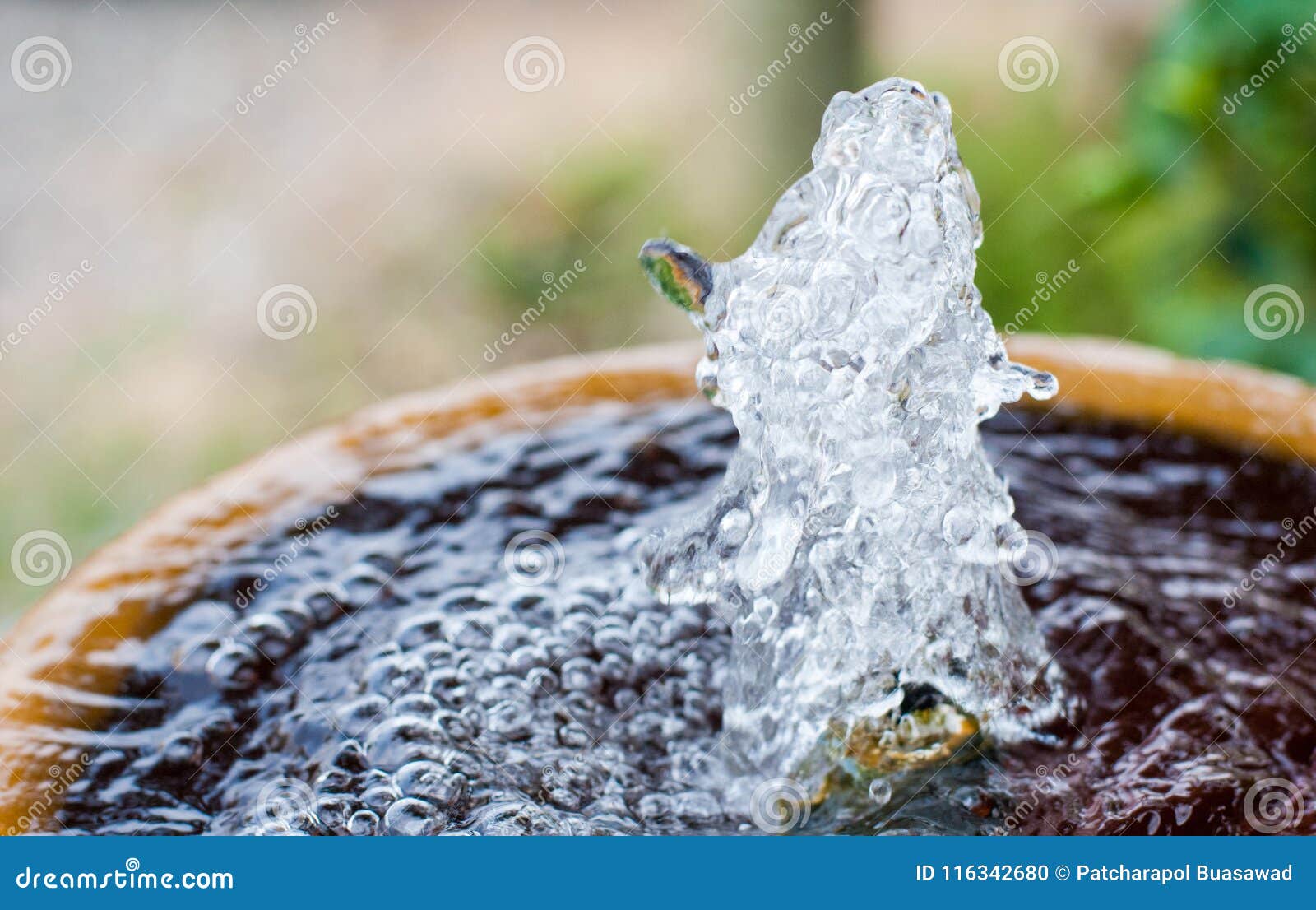 Water in Small Fountain Flowing Up High from Pipe and Form Inter Stock ...