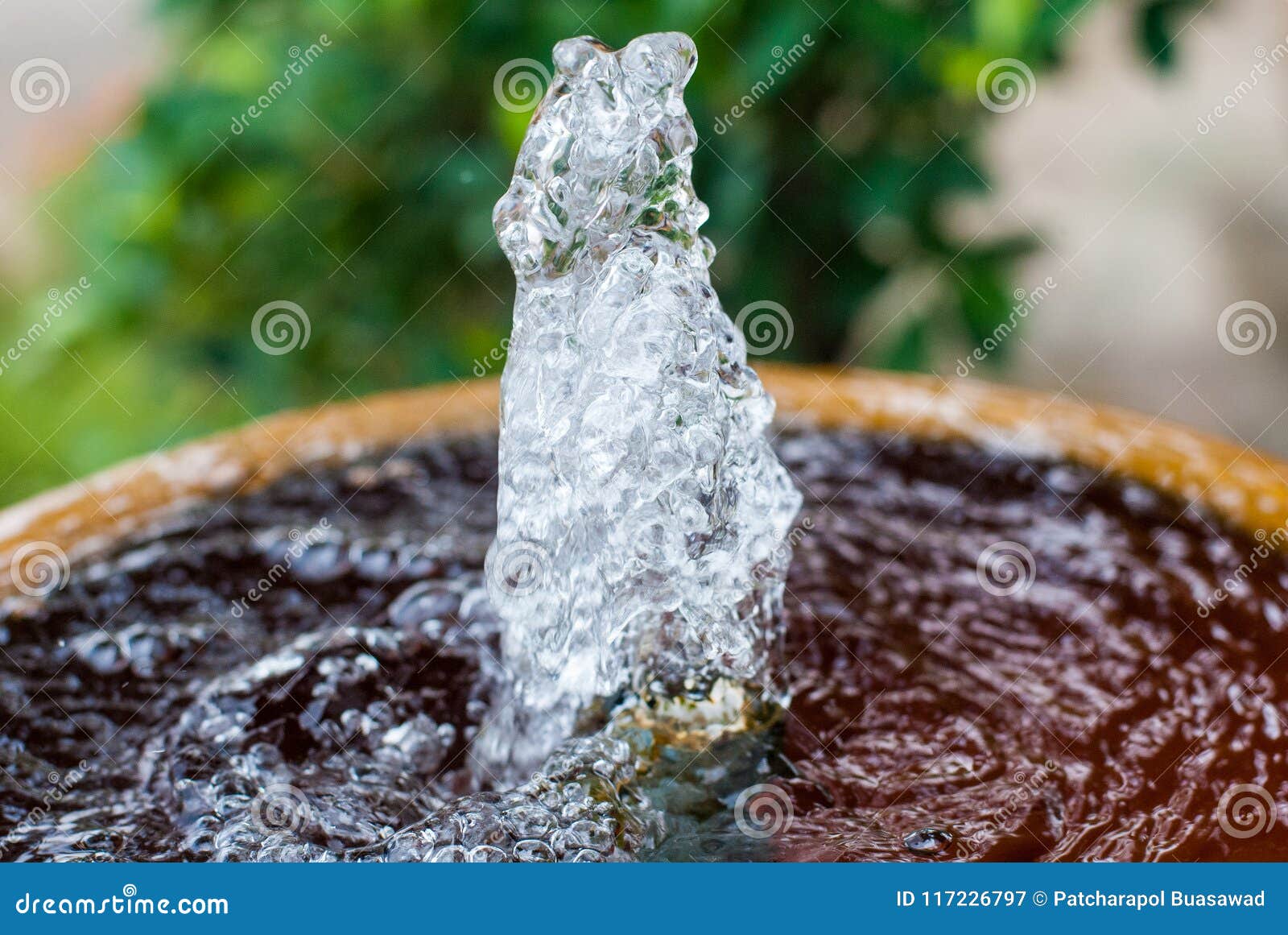 Water in Small Fountain Flowing Up High from Pipe and Form Inter Stock ...