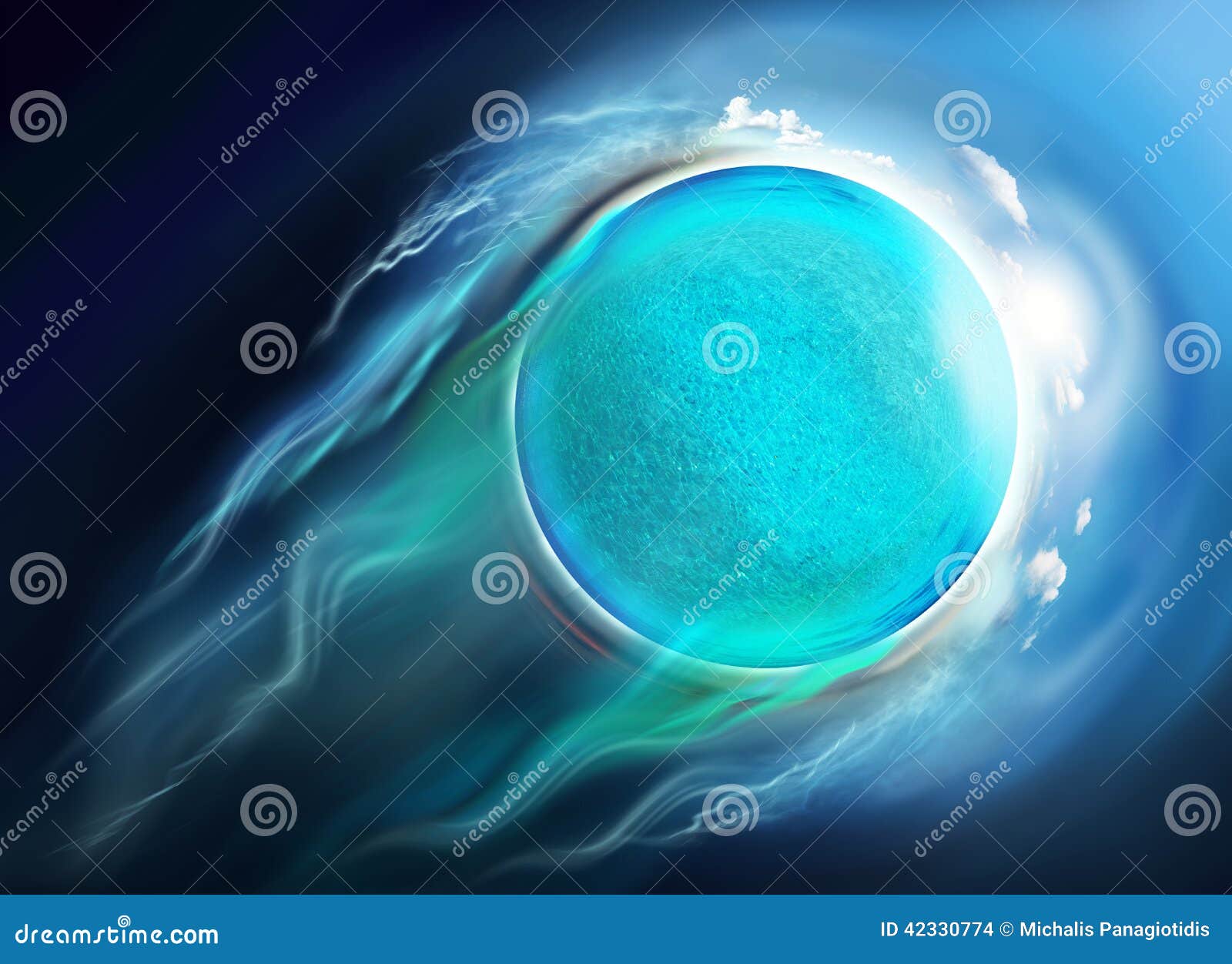 Water Small Planet Travel in Space Stock Illustration - Illustration of ...