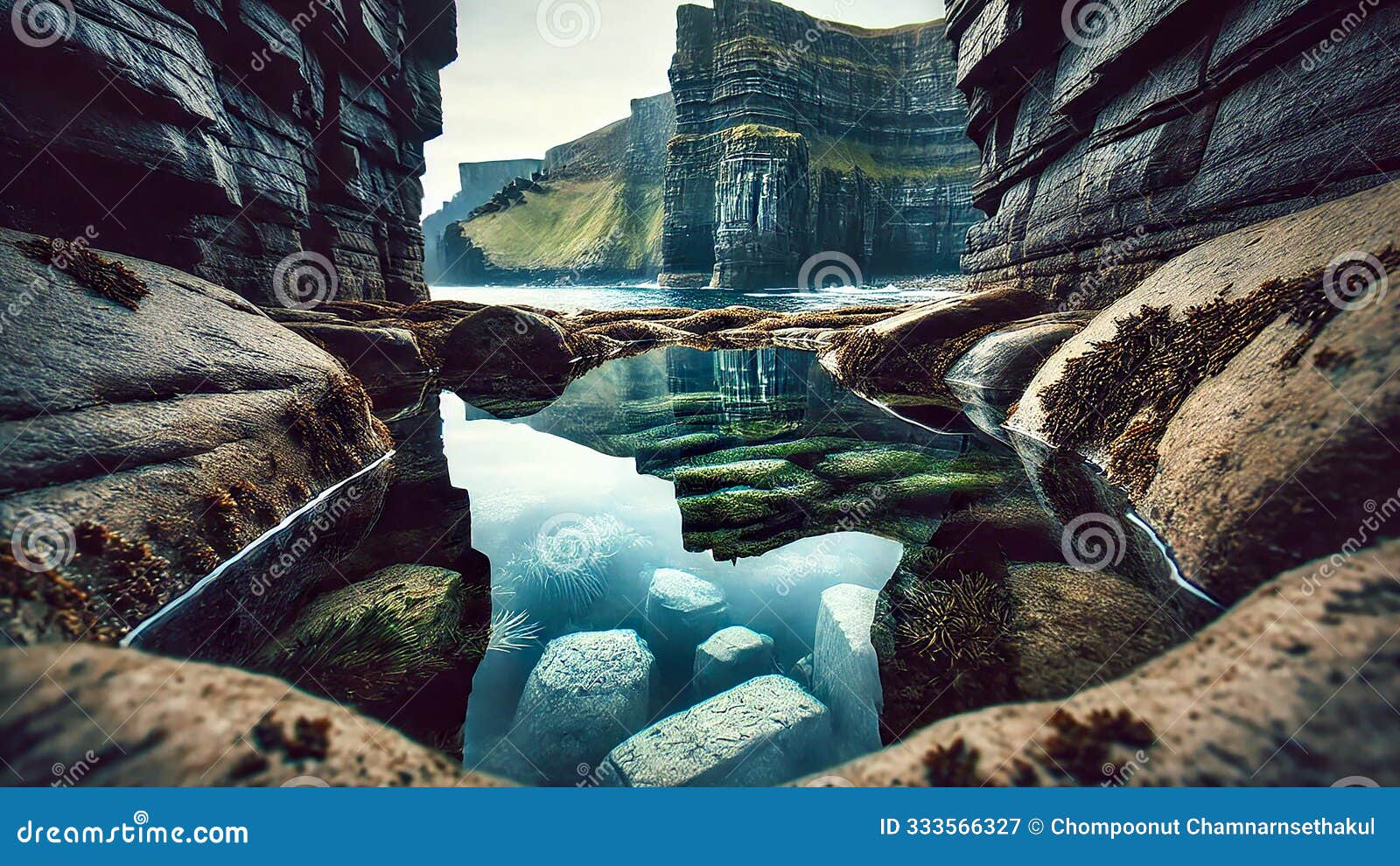 Water in a Small Tide Pool at the Base of the Cliffs of Moher Stock ...