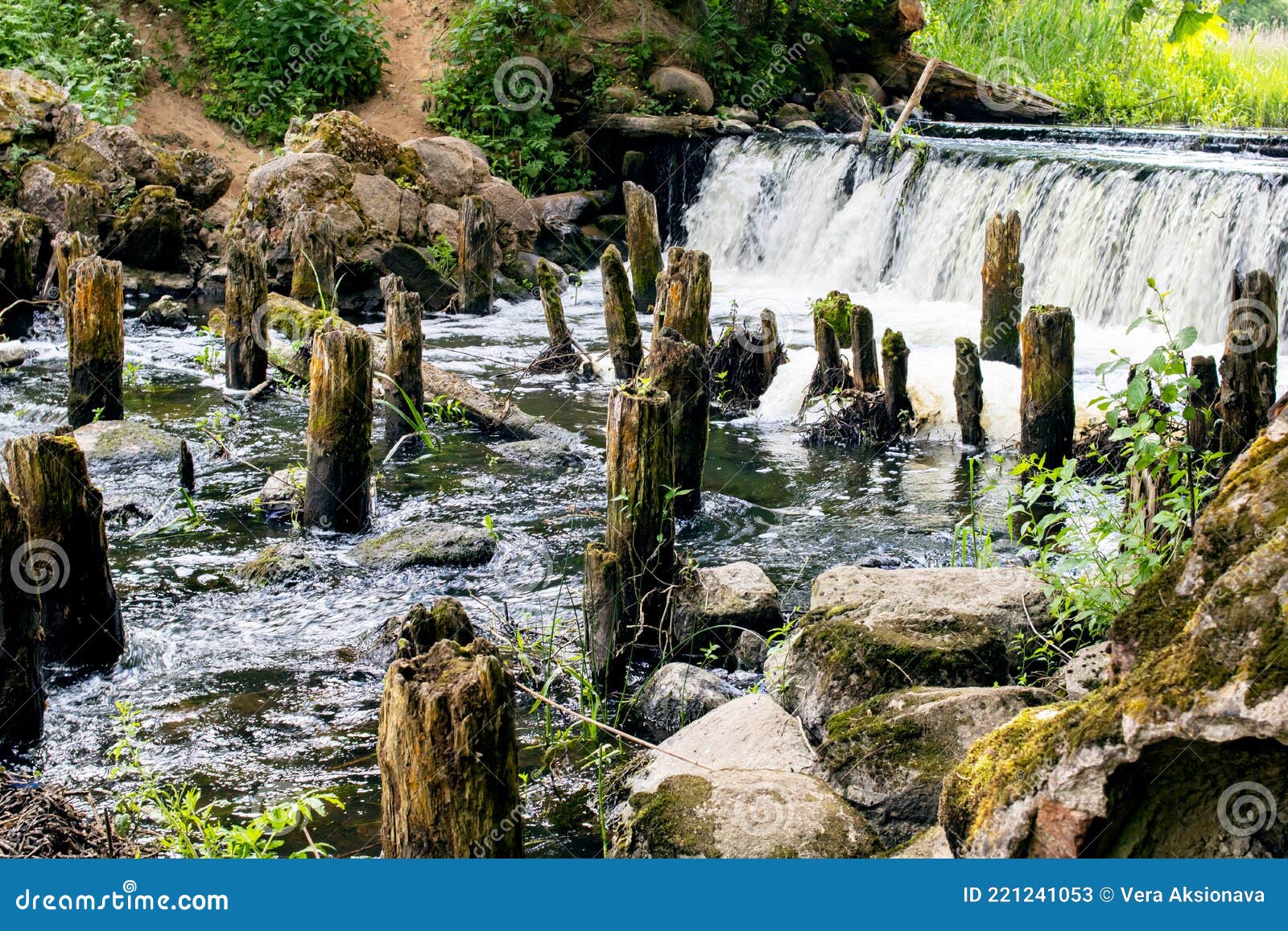 Water in a Small Waterfall in the Forest Stock Image - Image of ...