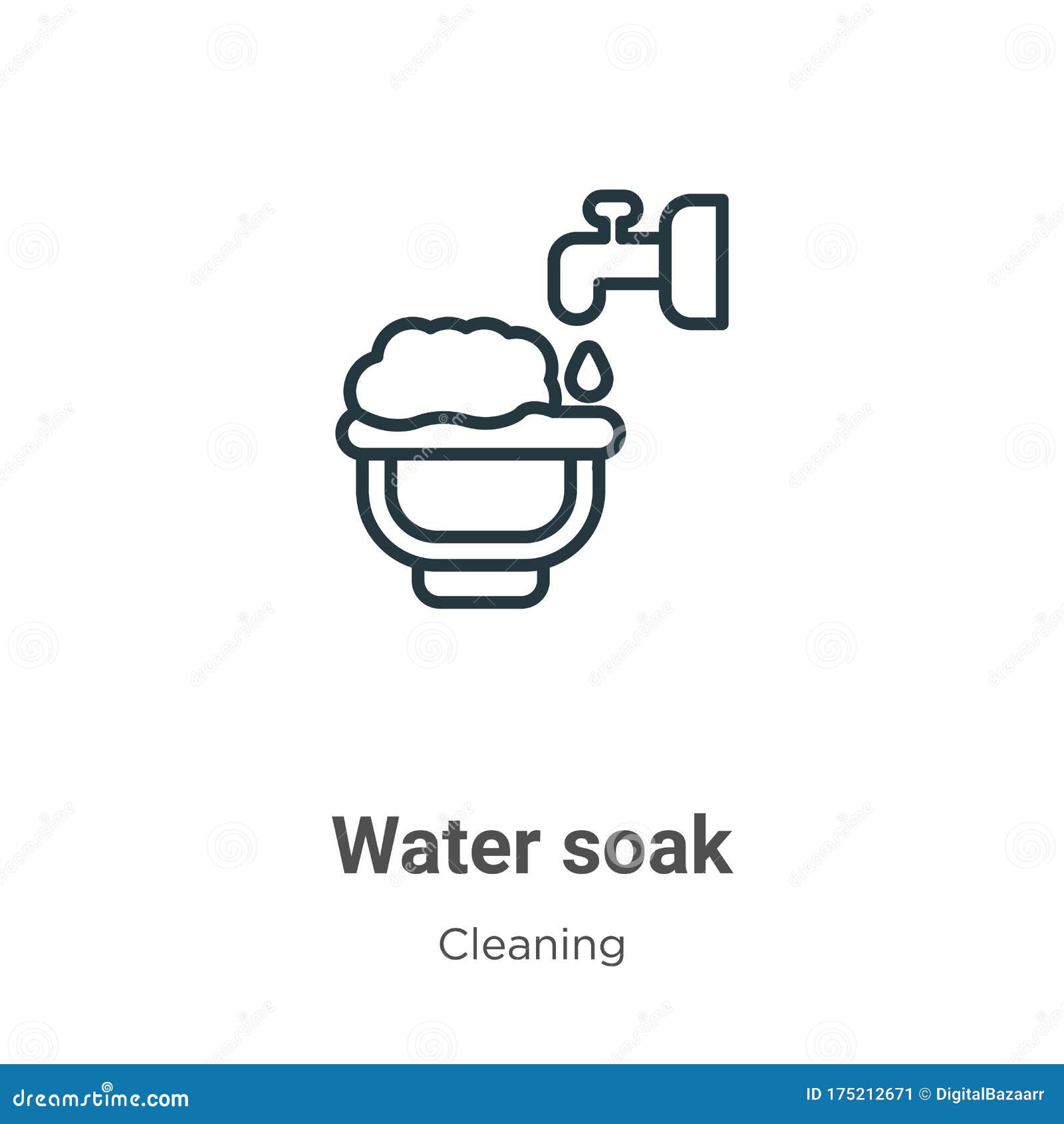 Water Soak Outline Vector Icon. Thin Line Black Water Soak Icon, Flat Vector Simple Element ...