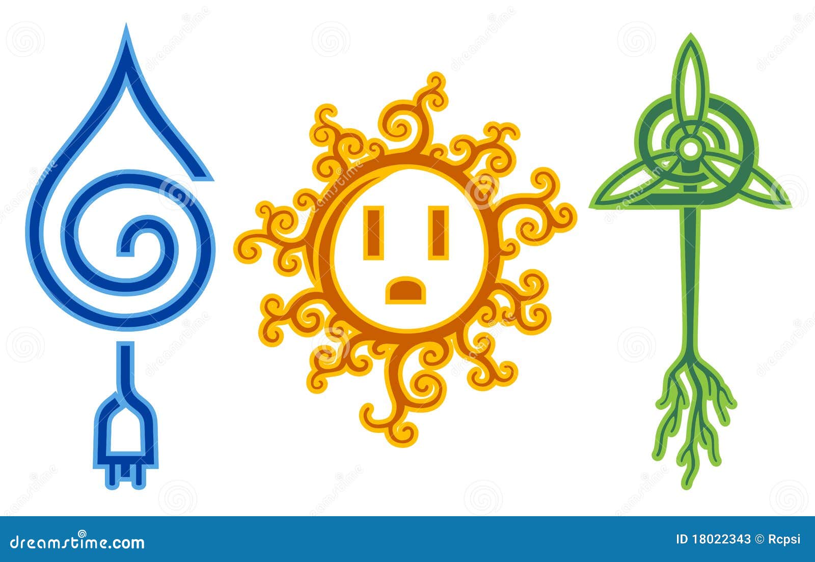 Water Solar Wind Energy stock vector. Illustration of cord - 18022343
