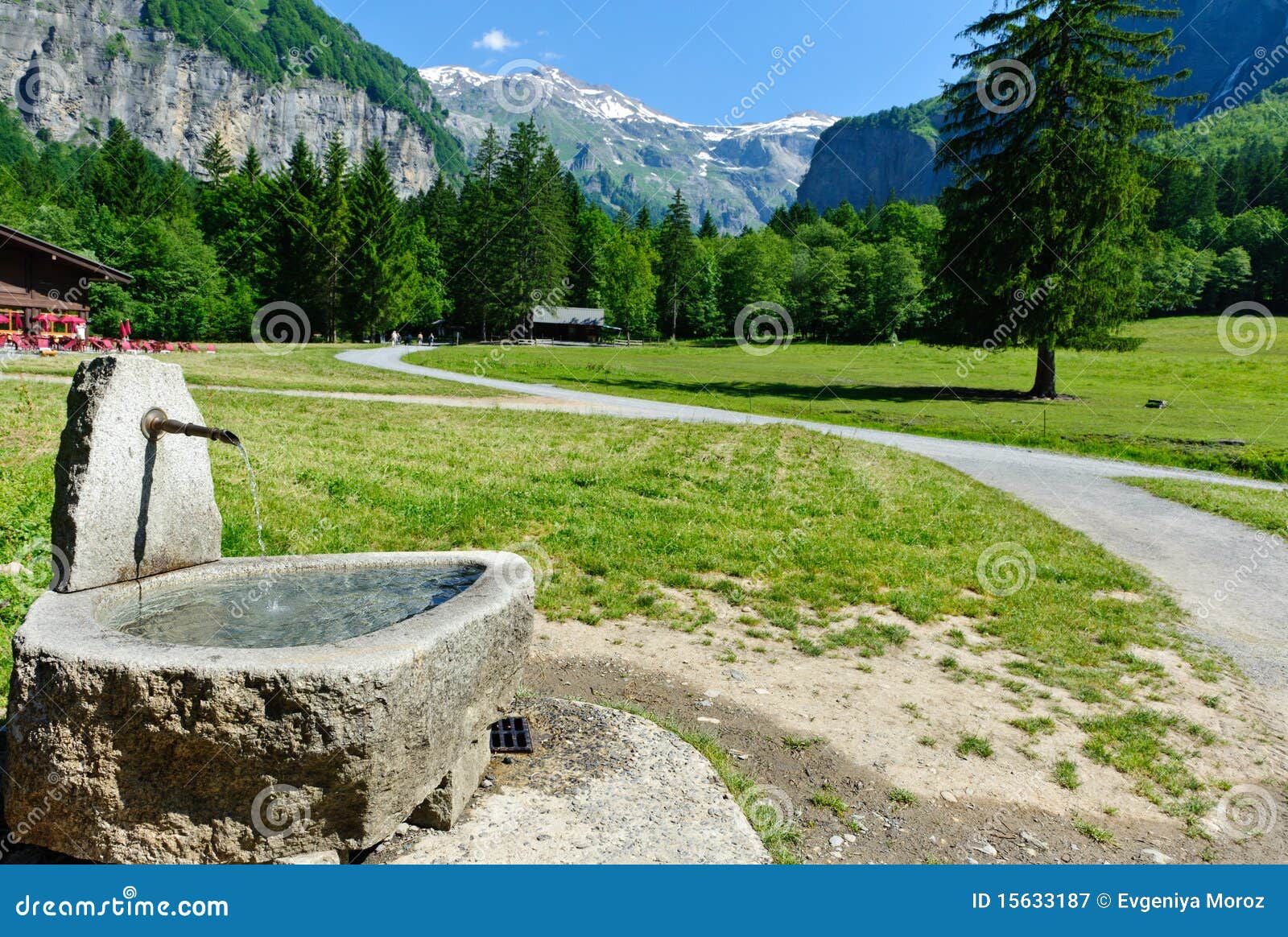 Water Source at Mountain Trail Stock Image - Image of blue, resort ...