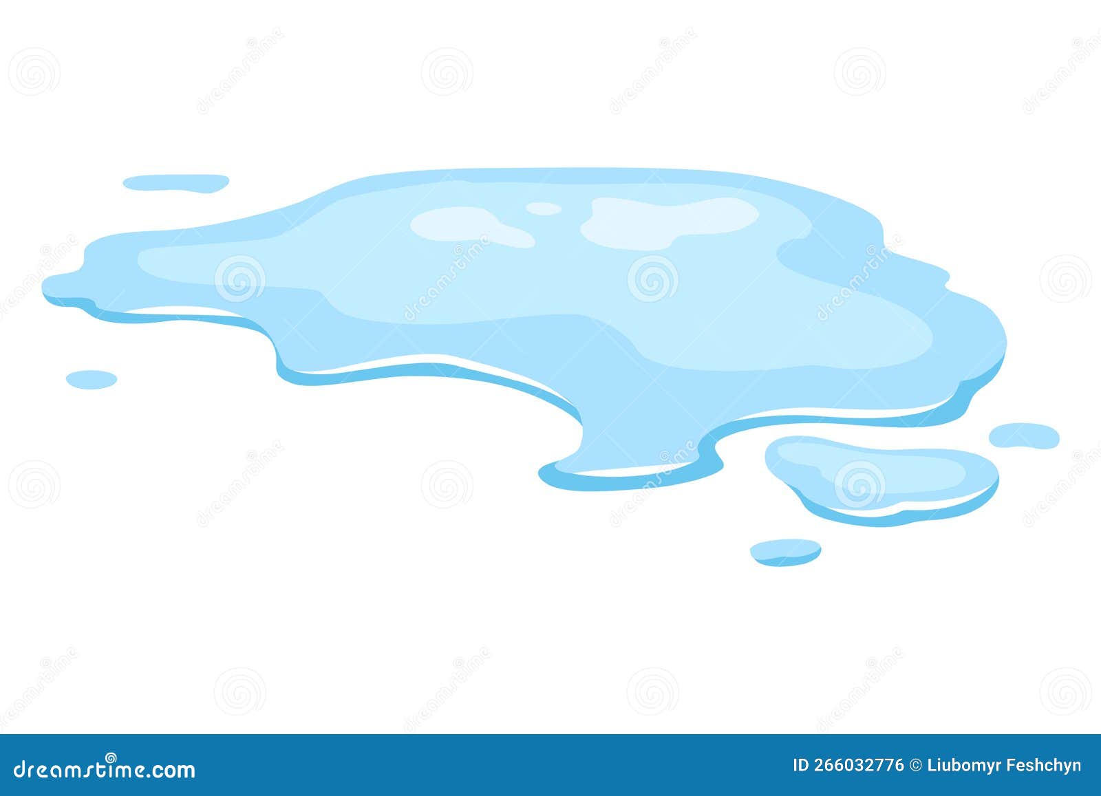 Water Spill Puddle. Blue Liquid Shape in Flat Cartoon Style Stock ...