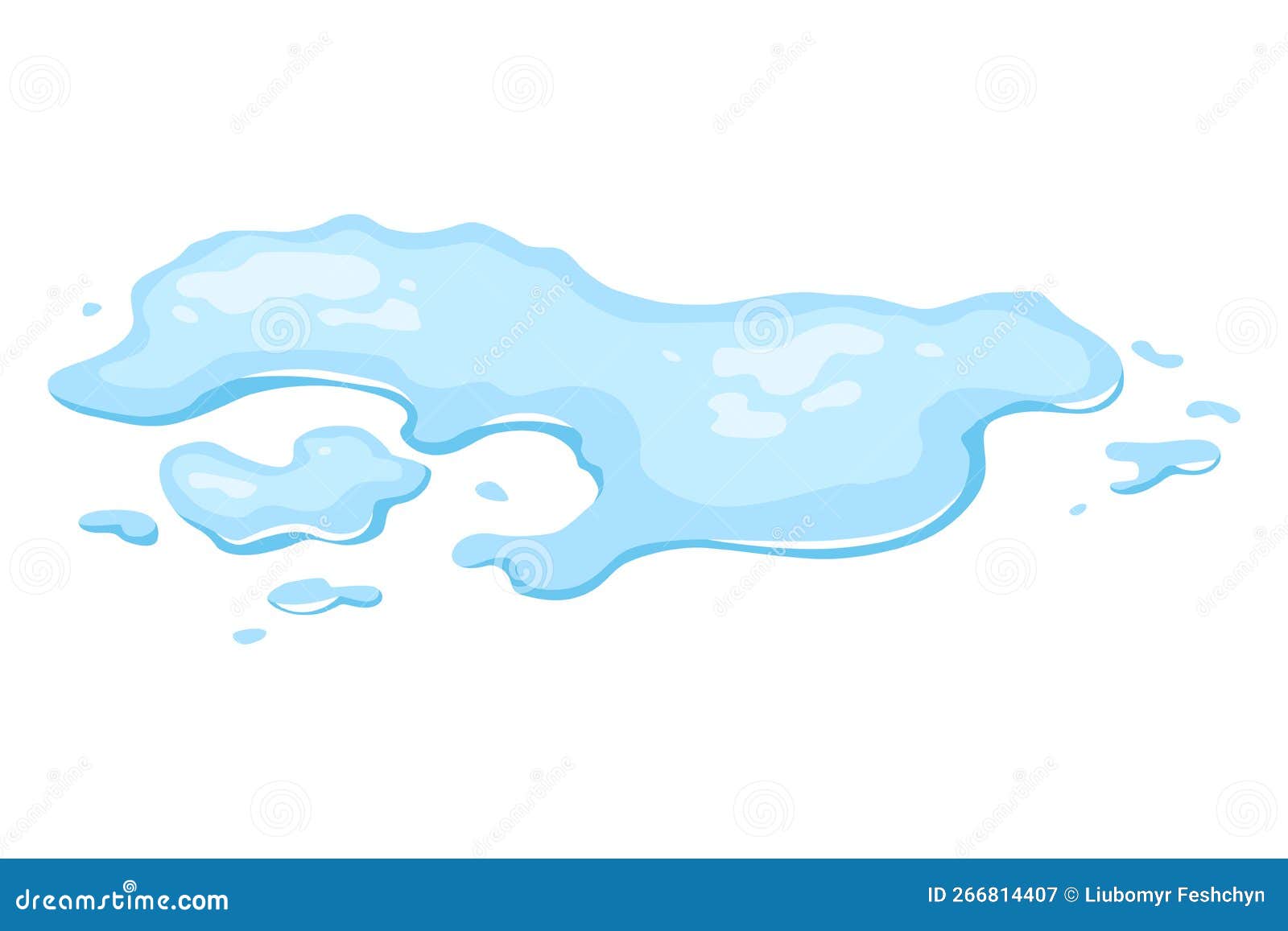 Water Spill Puddle. Blue Liquid Shape In Flat Cartoon Style. Clean ...