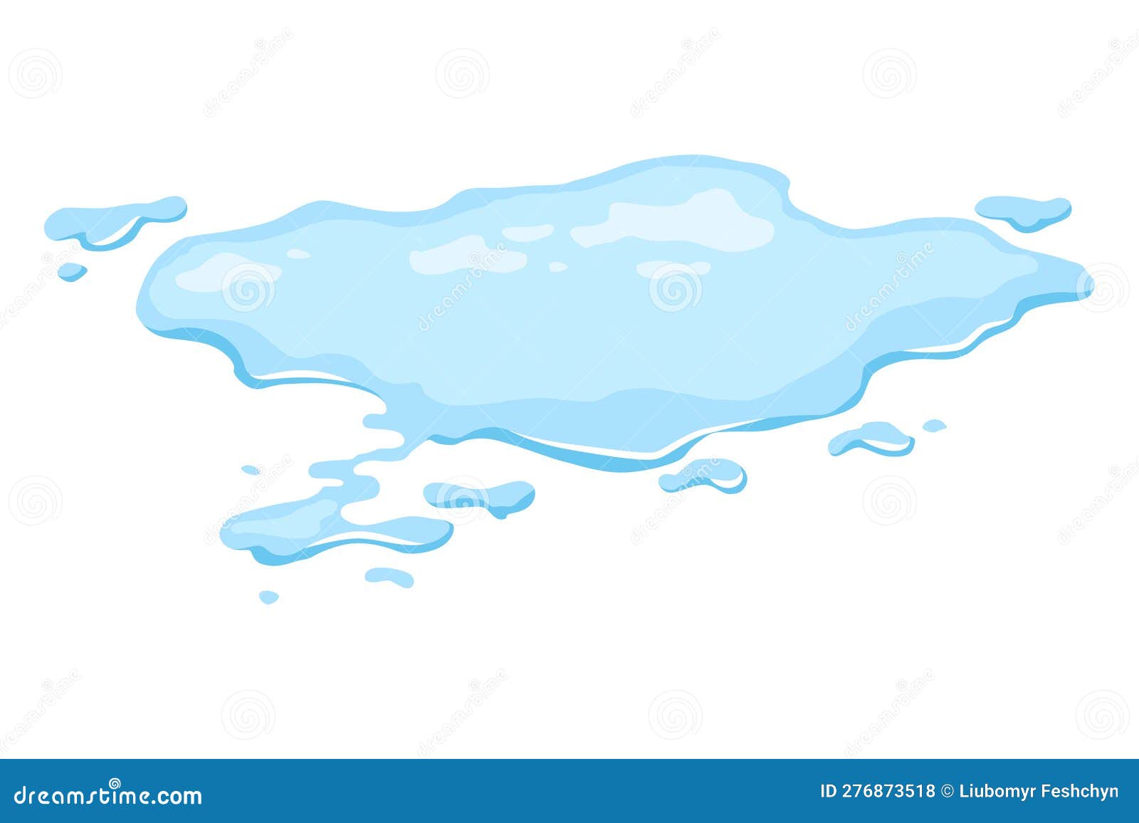 Water Spill Puddle. Blue Liquid Shape in Flat Cartoon Style Stock ...