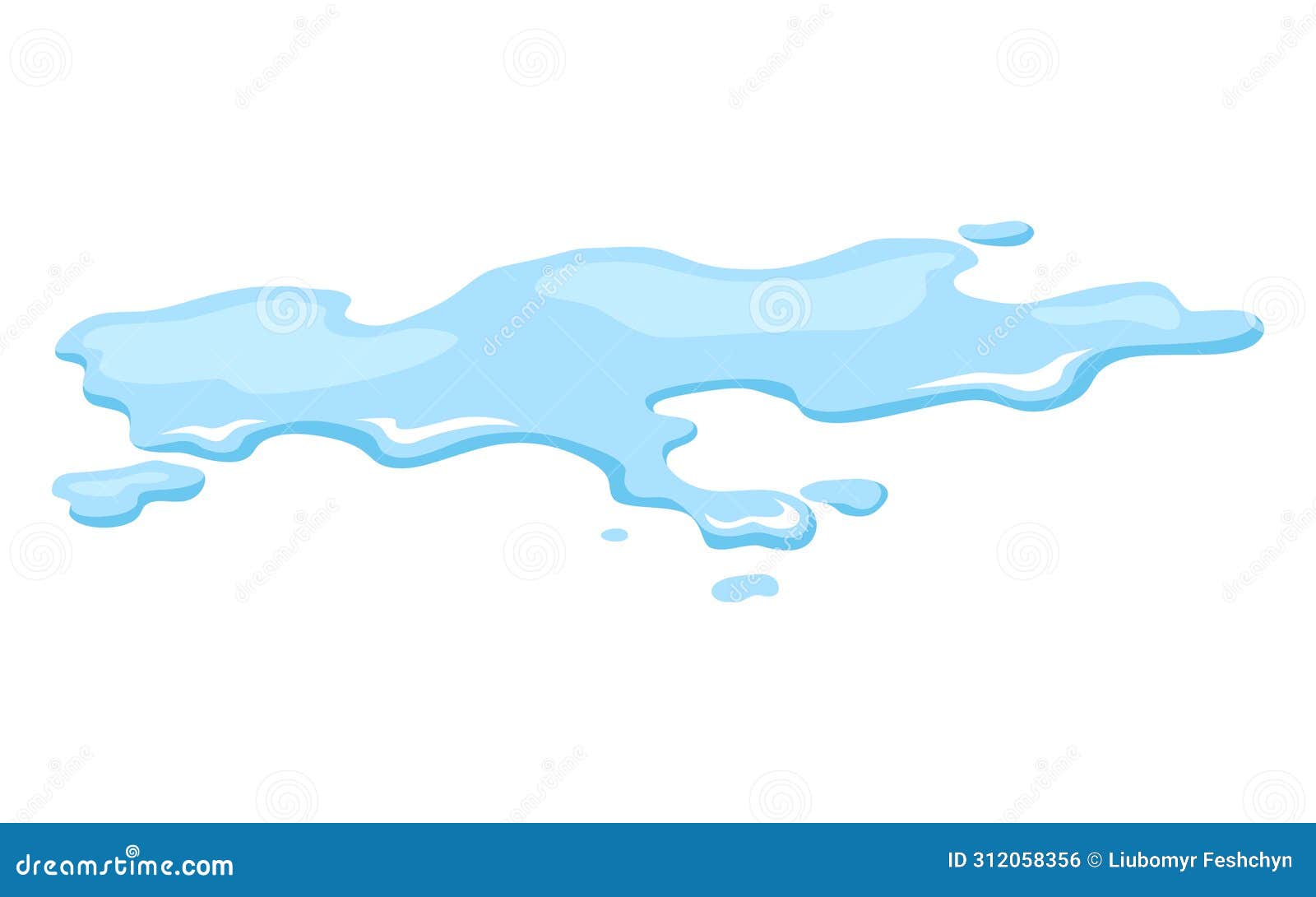 Water Spill Puddle. Blue Liquid Shape in Flat Cartoon Style Stock ...