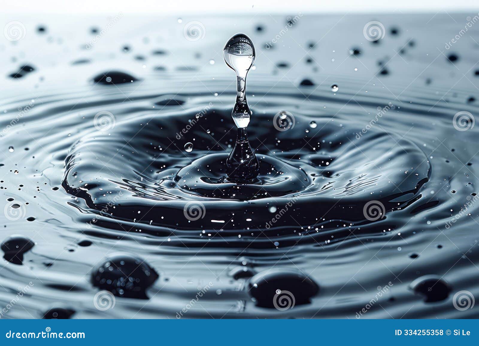 Water Spill with Puddle and Droplets on White Background Stock ...