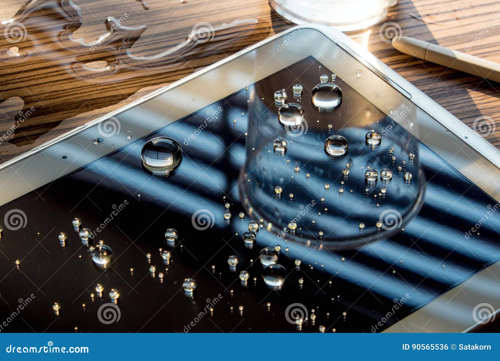 Water Spilled Onto the Tablet Stock Photo - Image of texture ...