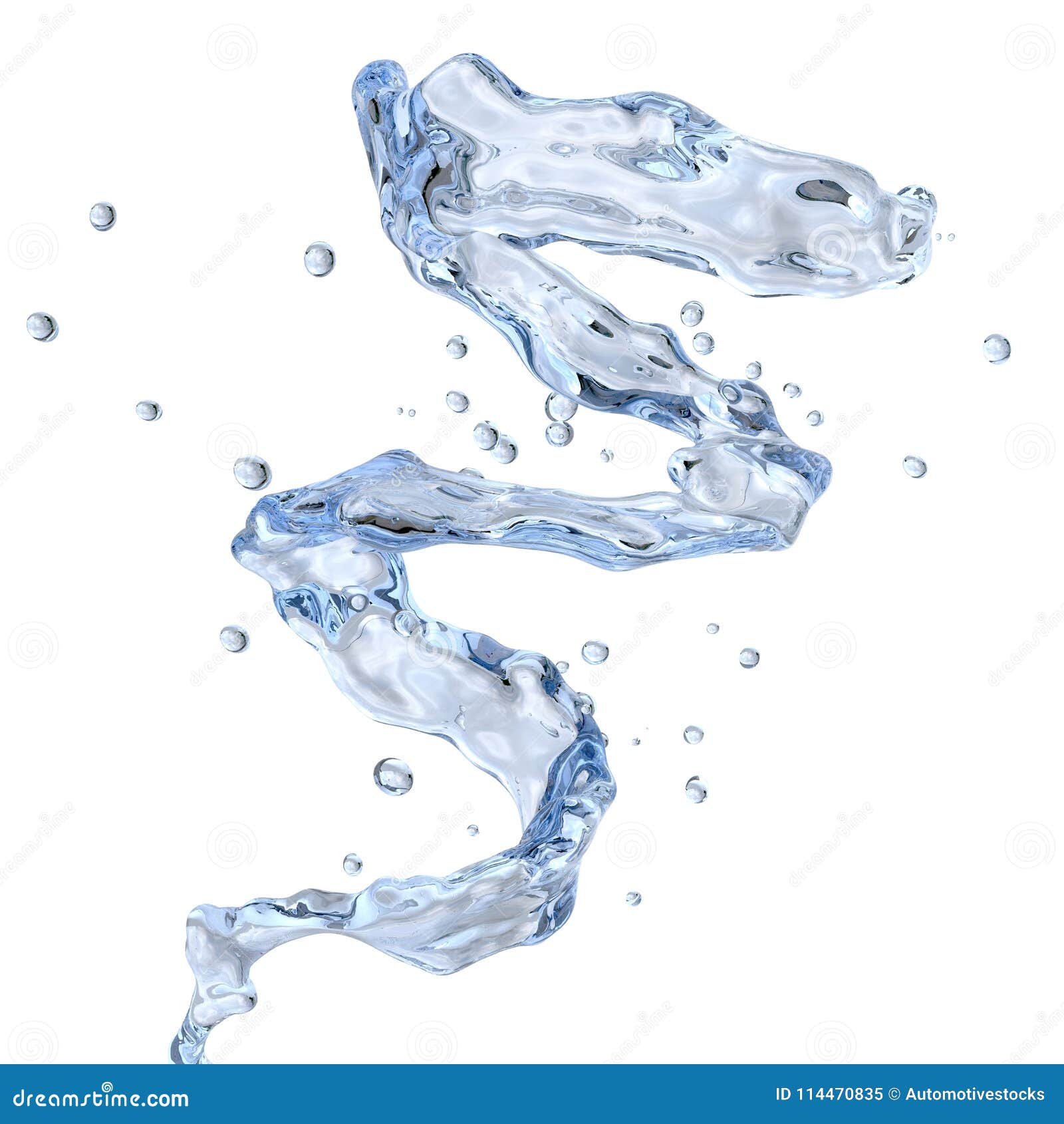Water Spiral With Water Droplets Isolated. 3D Illustration ...