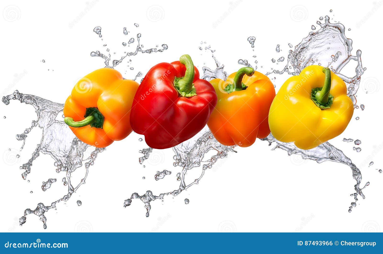 Water Splash with Bell Pepper Isolated Stock Photo - Image of juicy ...