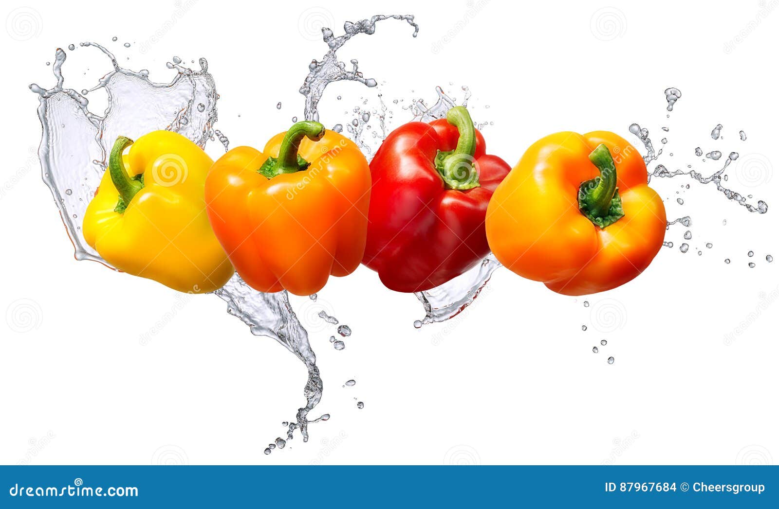Water Splash with Bell Pepper Isolated Stock Photo - Image of attribute ...