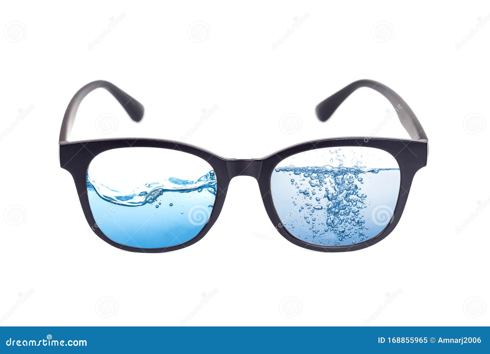 Water Splash in Black Eye Glasses Isolated on White Stock Image - Image ...