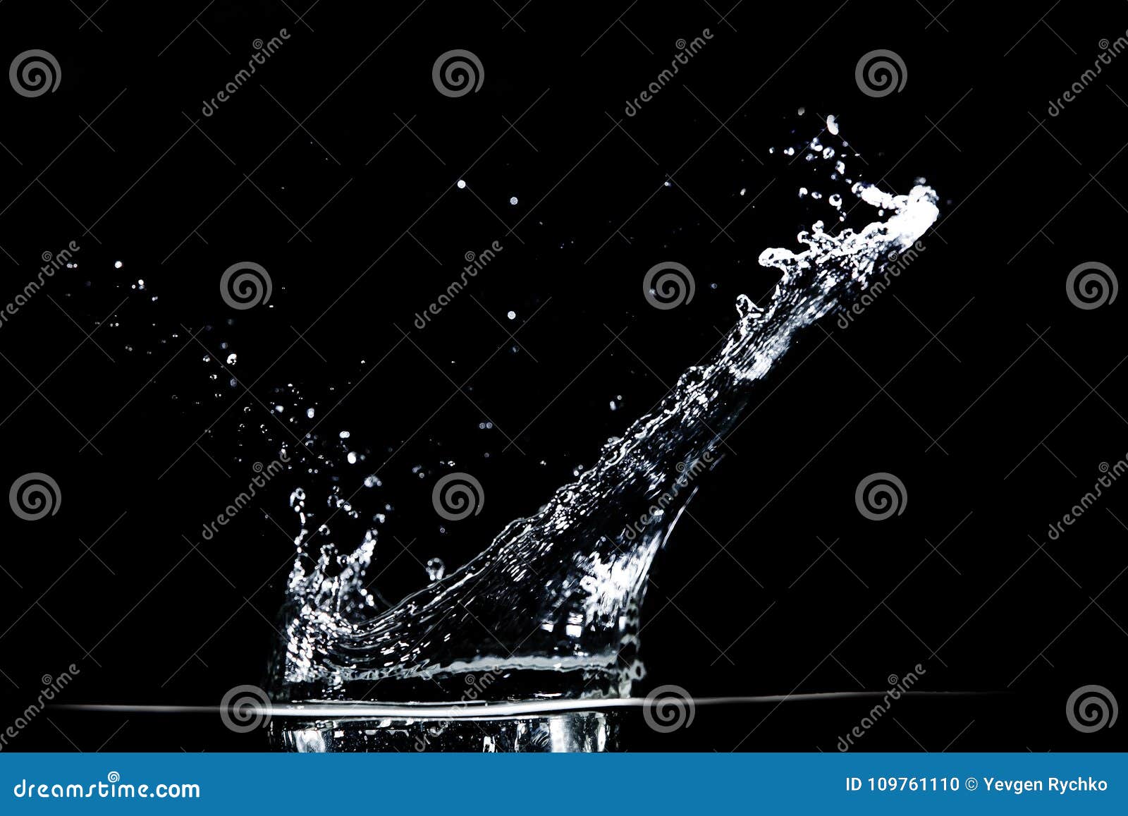 Water splash on black stock photo. Image of frozen, clean - 109761110
