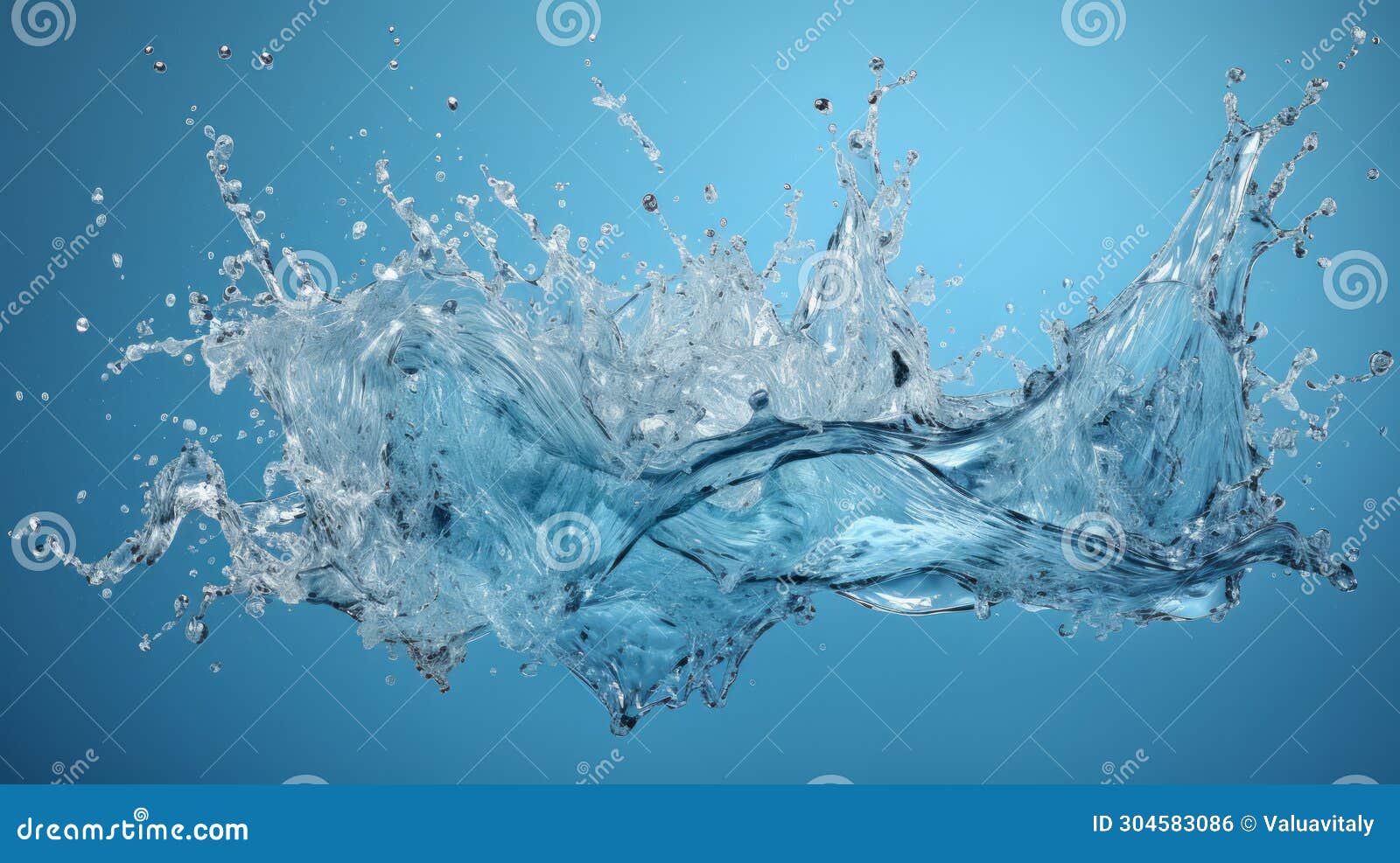 Water Splash on a Blue Background. Perfect Water Shot in a Studio ...