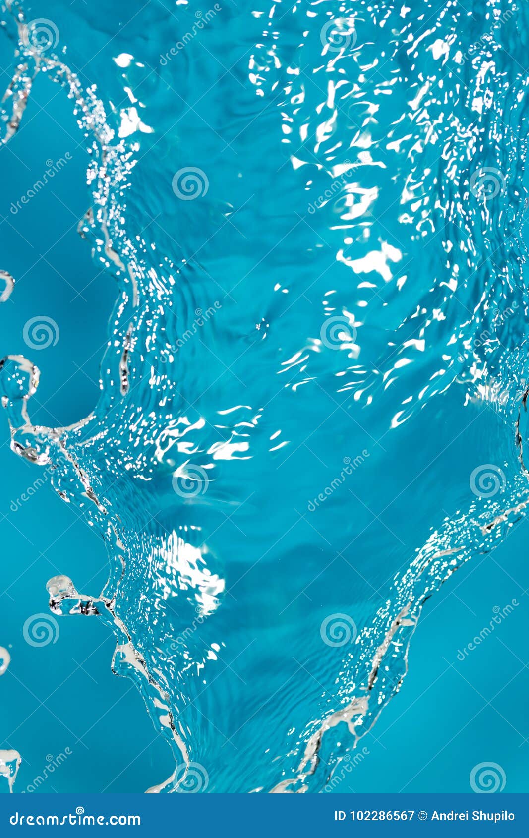 Water Splash on Blue Background Stock Image - Image of color, light ...