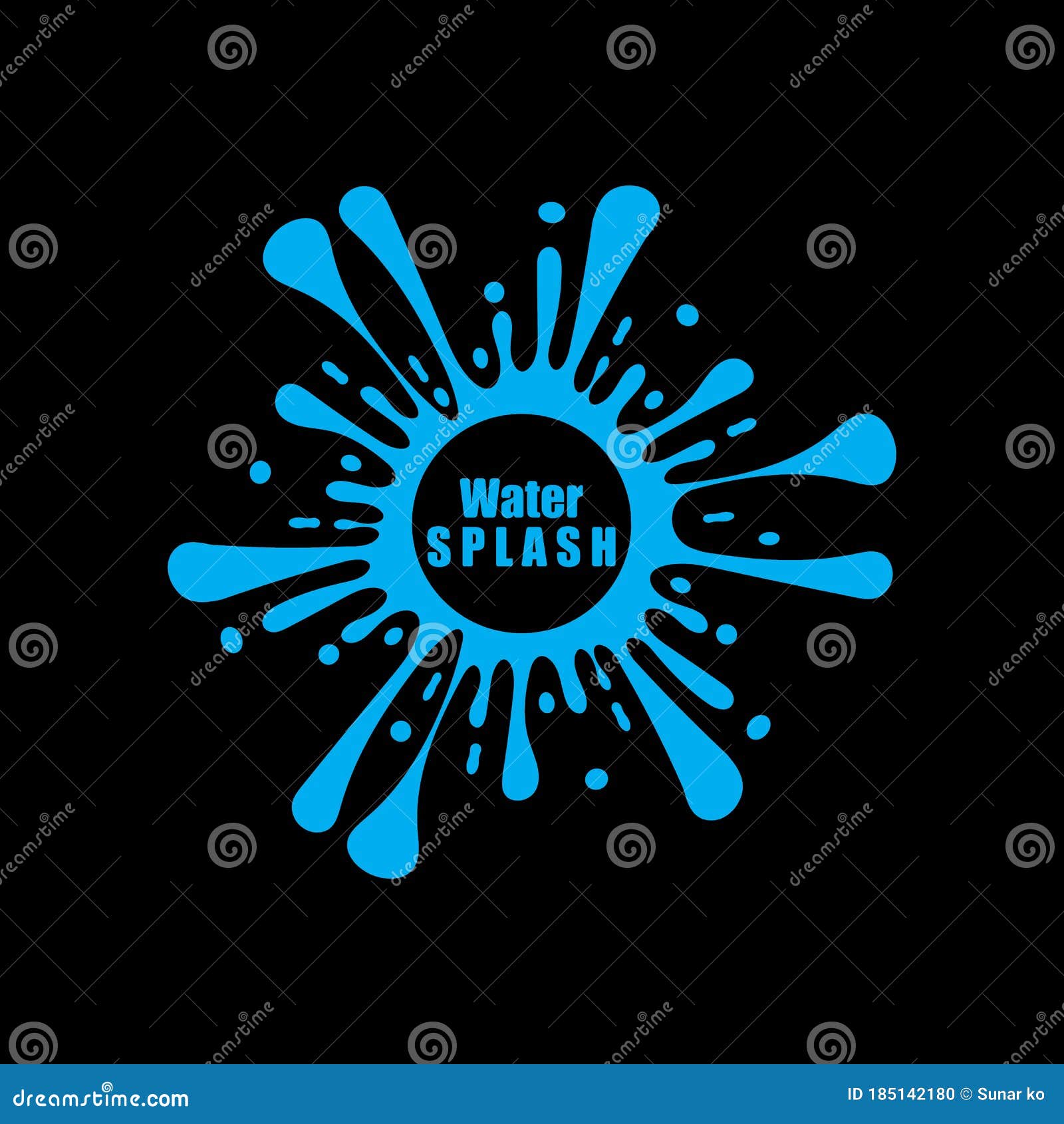 Water Splash Blue Color Circle Template on Black Background Vector ...