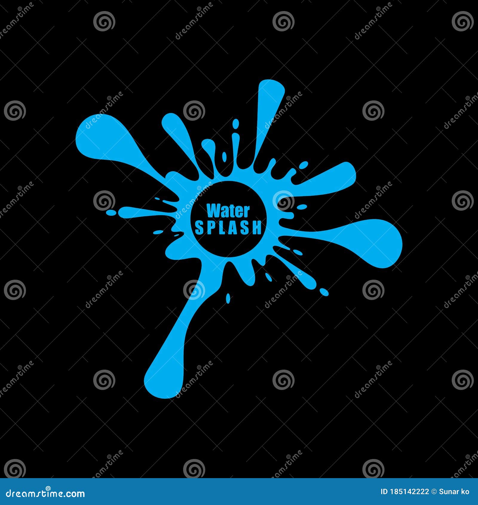 Water Splash Blue Color Circle Template on Black Background Vector ...