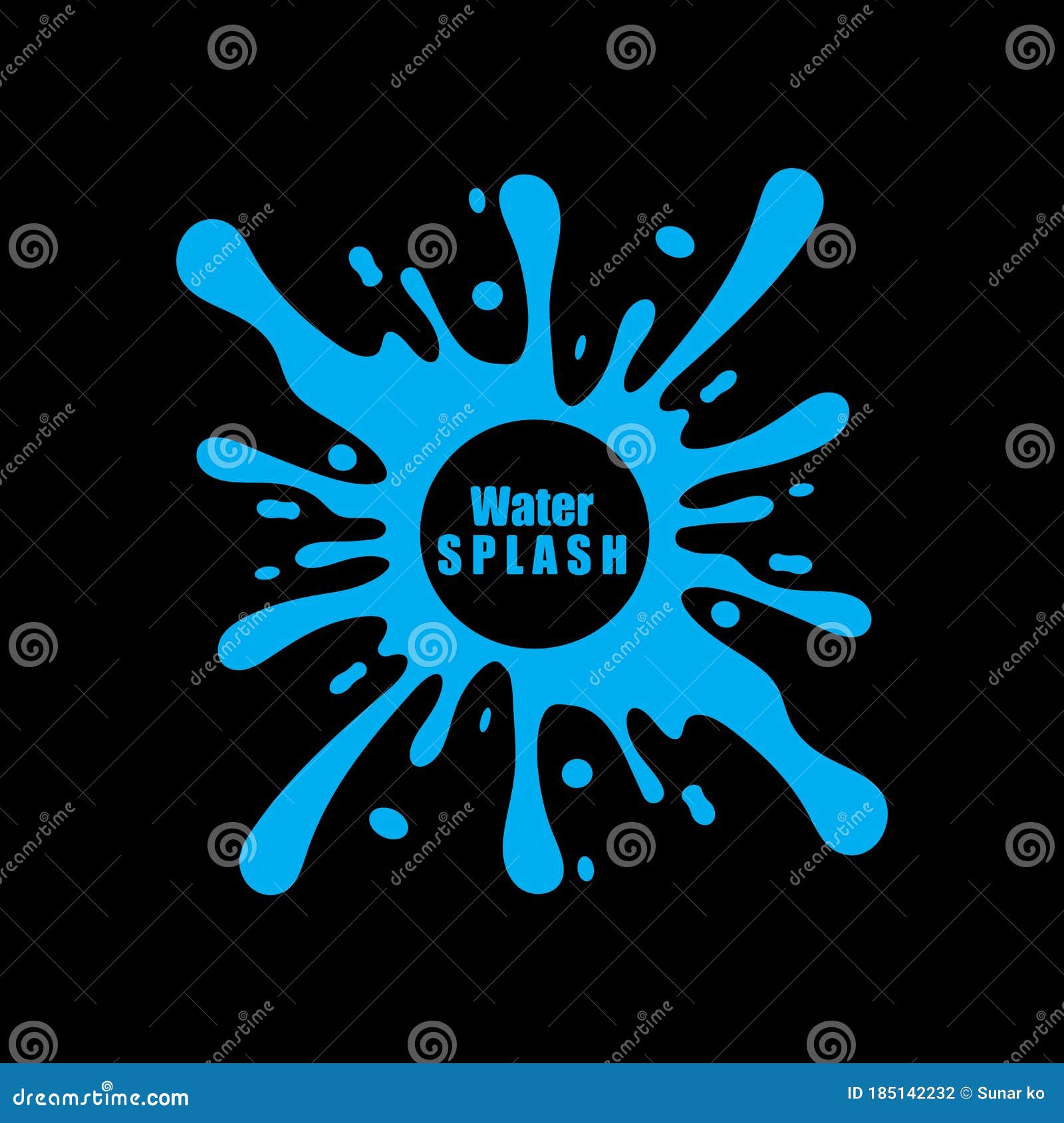 Water Splash Blue Color Circle Template on Black Background Vector ...